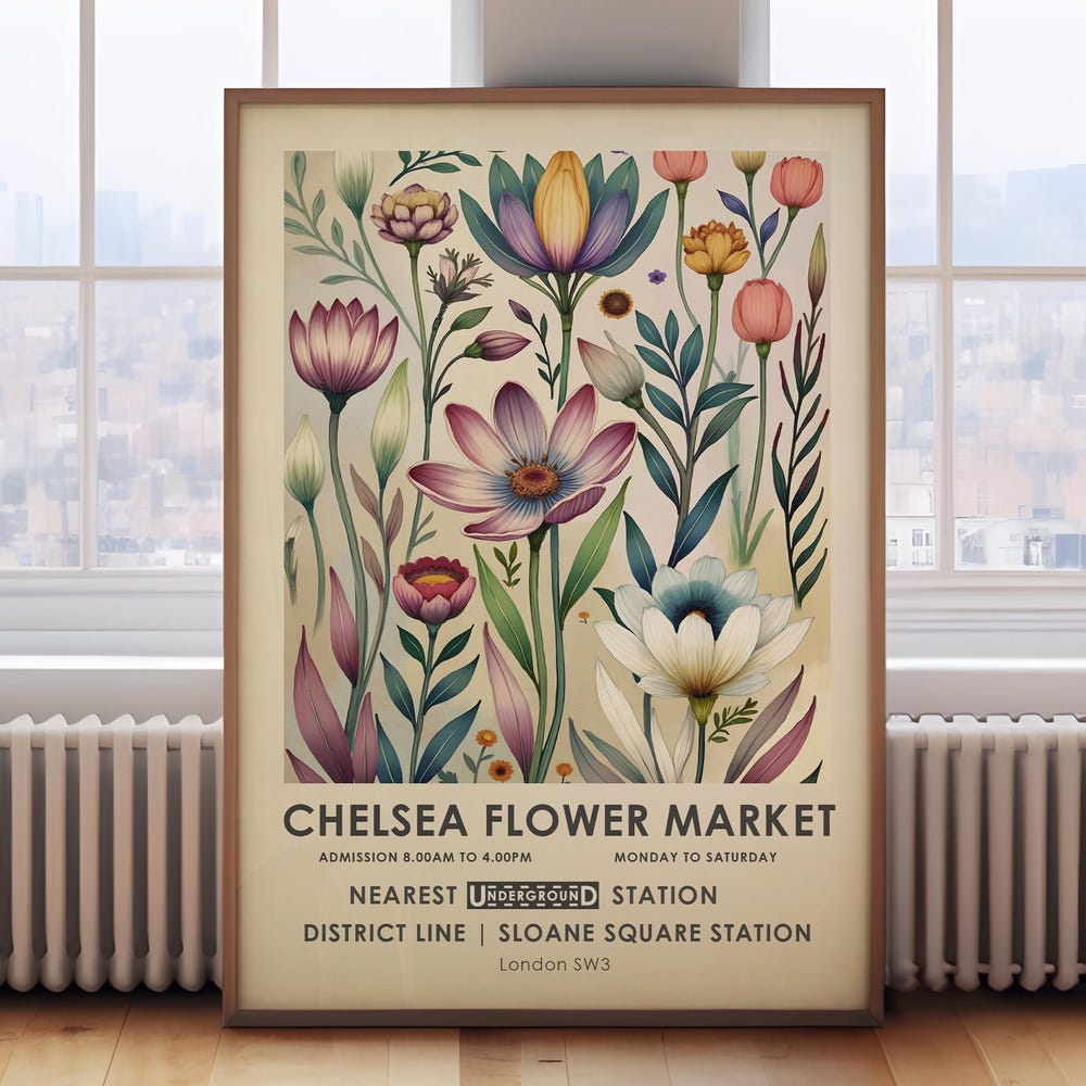 Chelsea flower market flower market print vintage pink and mauve floral ...