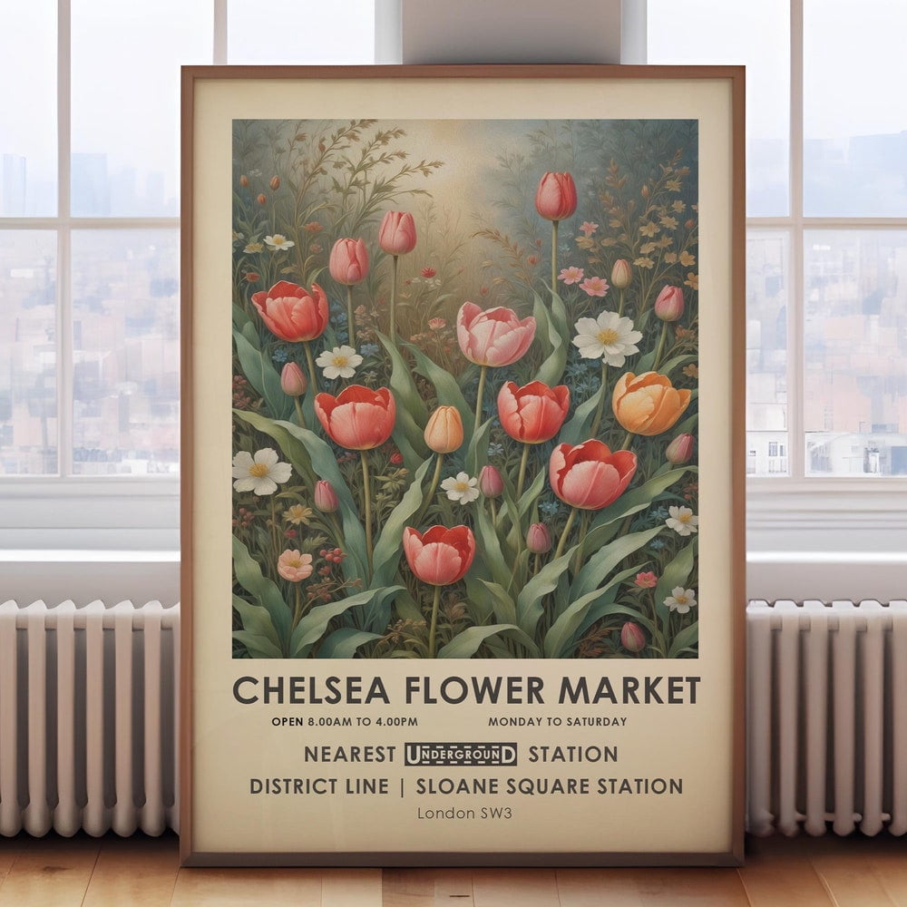 Chelsea flower market print William Morris print vintage red floral ...