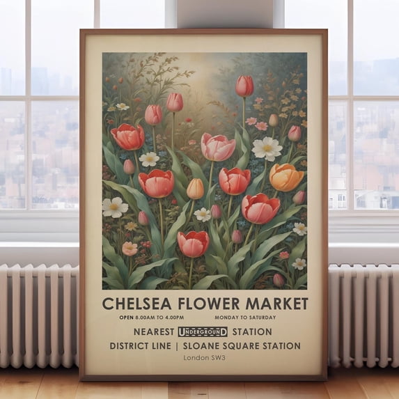 Chelsea flower market print William Morris print vintage red floral ...