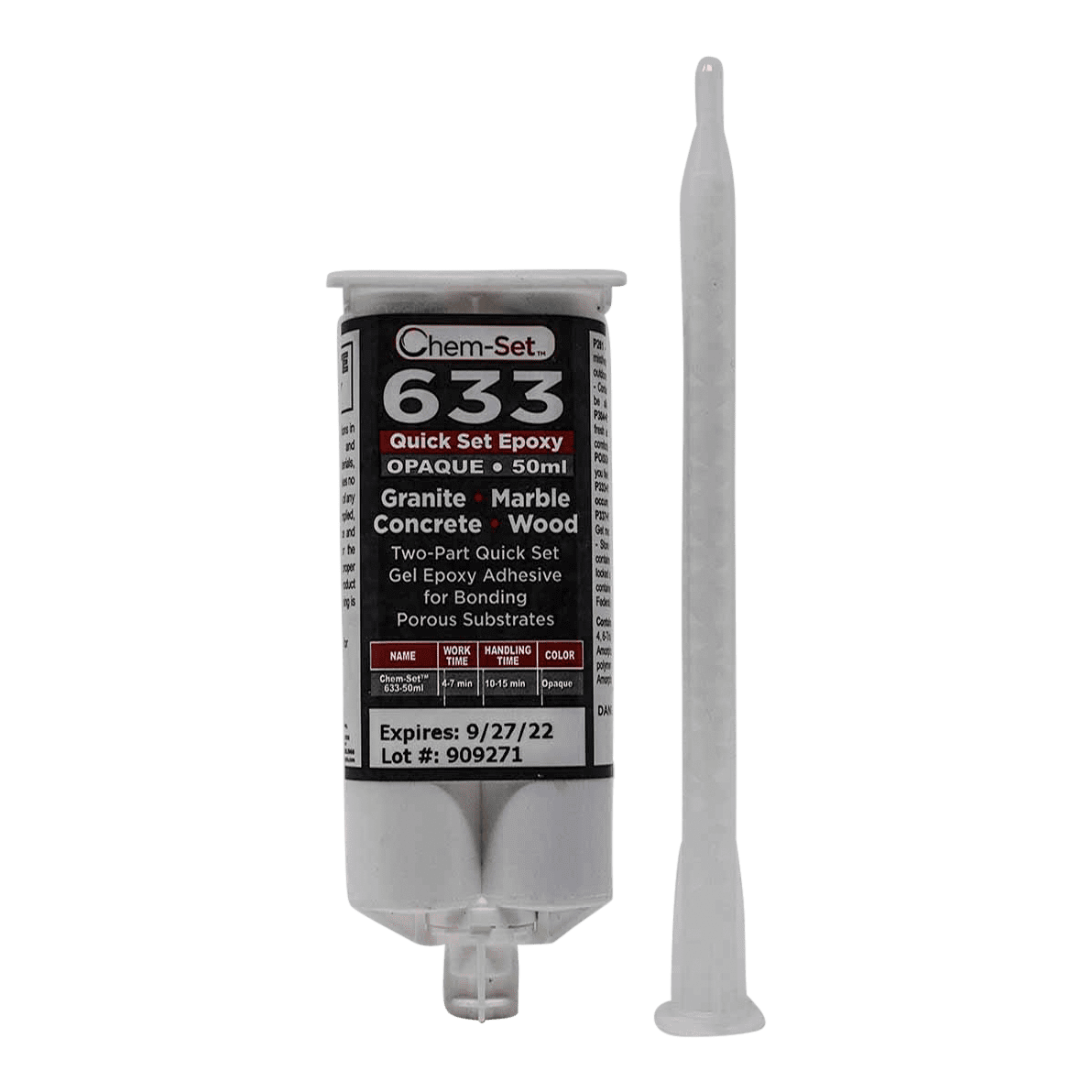 ChemSet 633 Quick Set Epoxy 50ml Cartridge (1:1) w/ 190-620 Mixing Tip ...