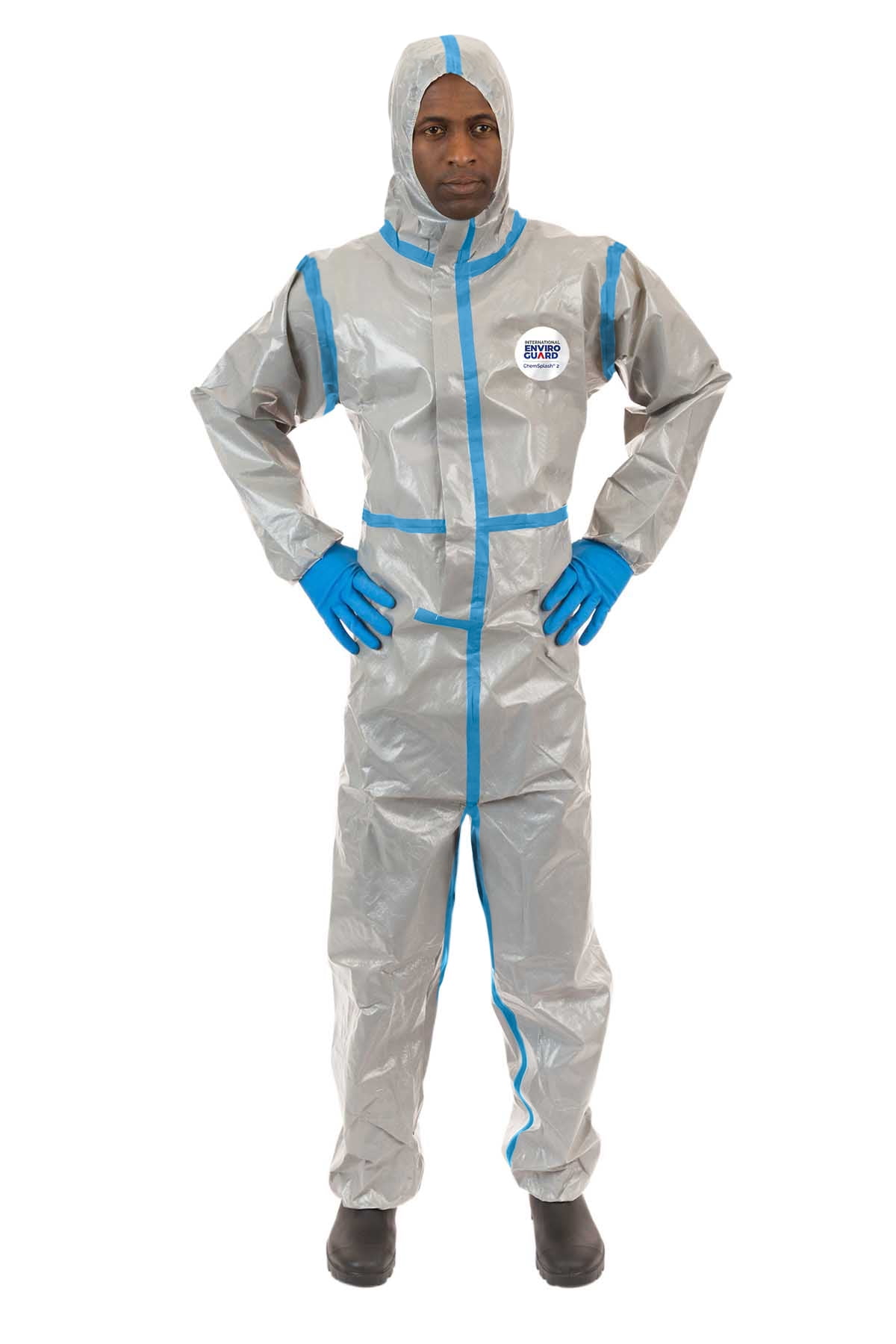 ChemSplash® 2, Chemical Splash Coverall with Hood, Elastic Wrists ...