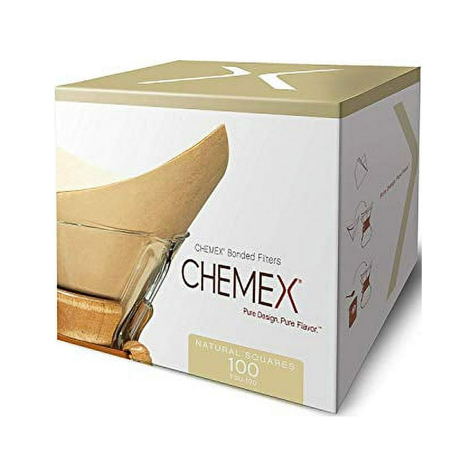 Chemex Natural Square Coffee Filters, 100ct - Perfect for All Roasts, Exclusive Packaging ...