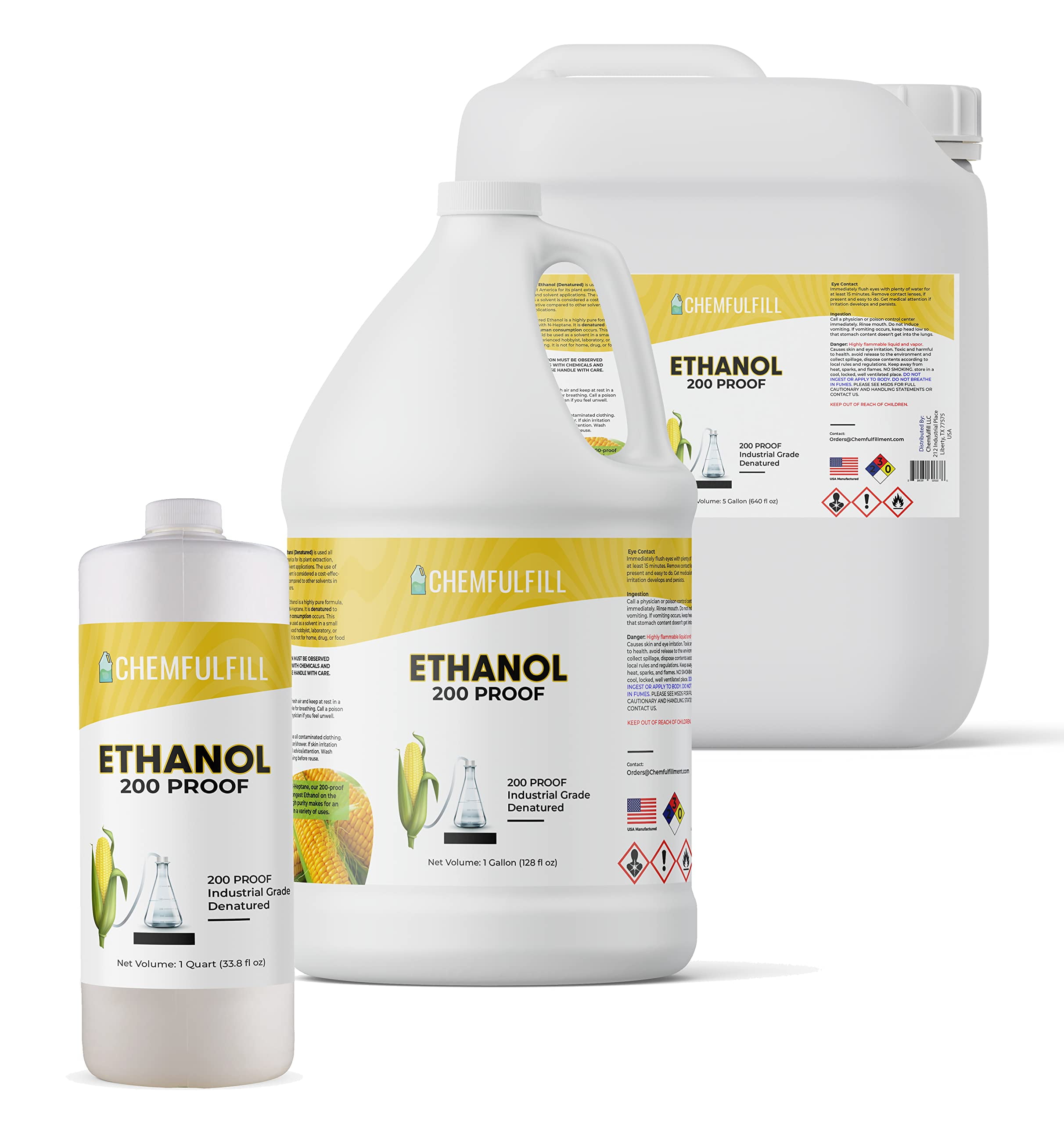 Chemfulfill 200 Proof Ethanol - Ethanol (100% EtOH Denatured) (5-Gallon ...