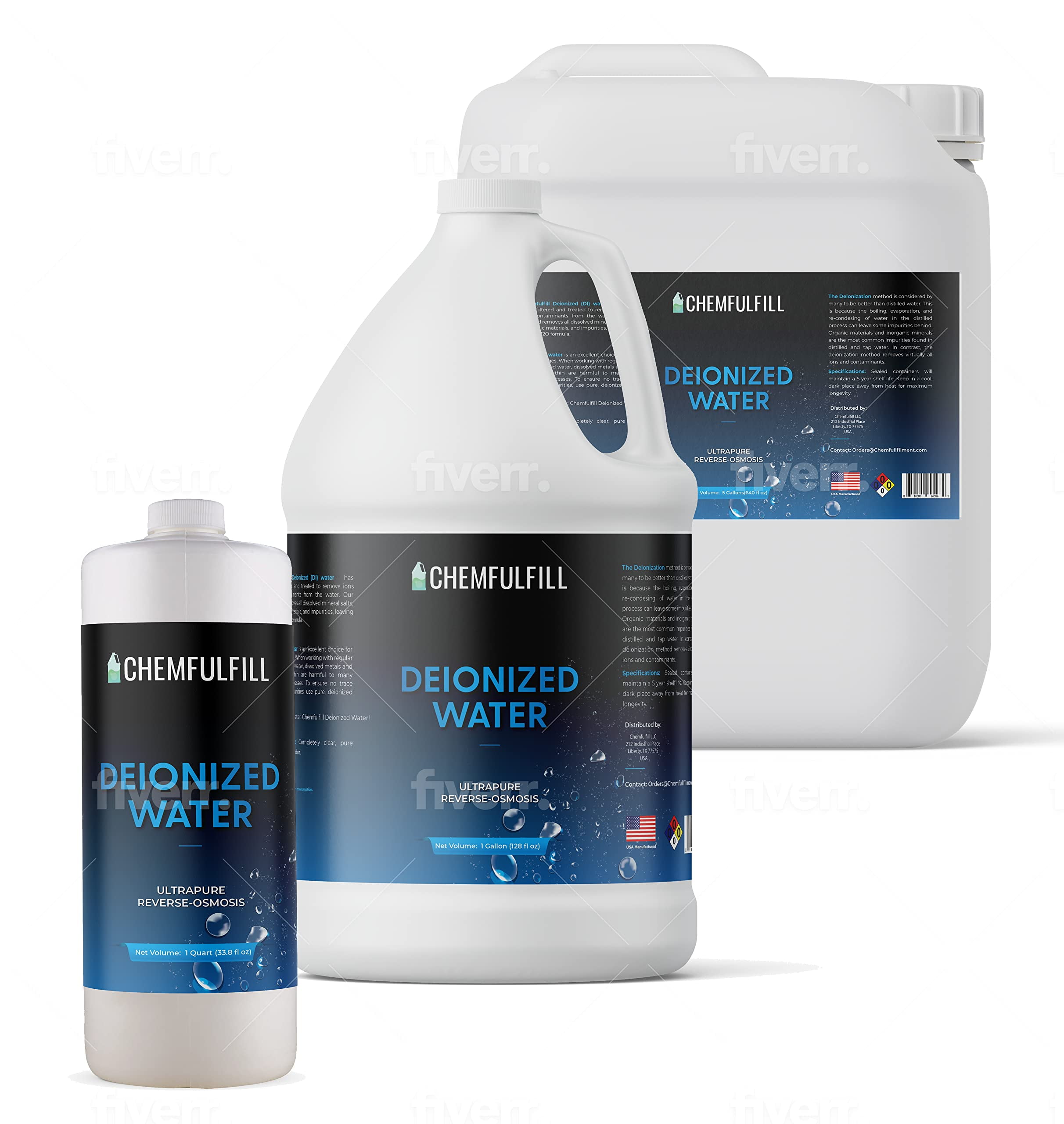 Chemfulfill Deionized Water - Ultrapure Ion Removed Water (5-Gallon ...
