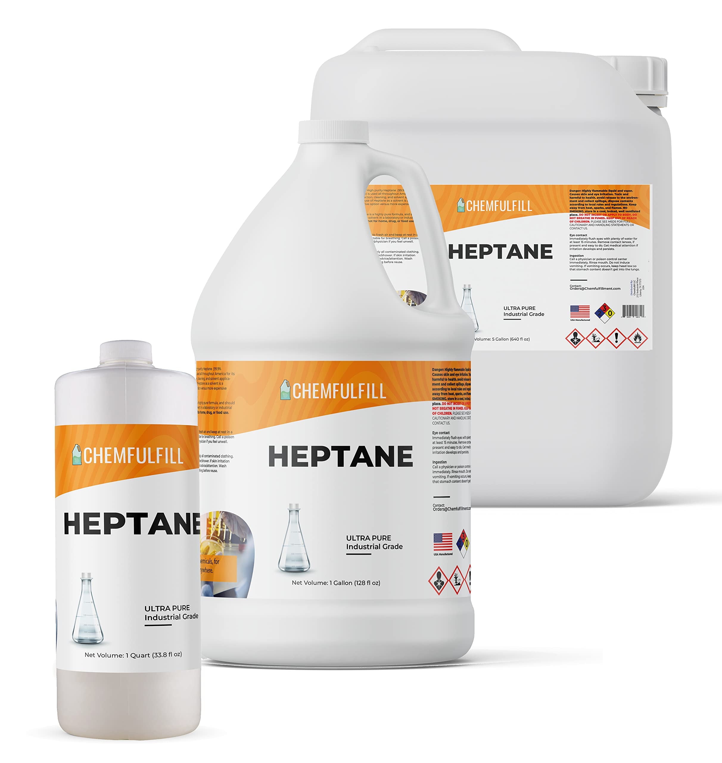 Chemfulfill Heptane - High Purity Heptane Solvent (Quart (32 fl oz ...