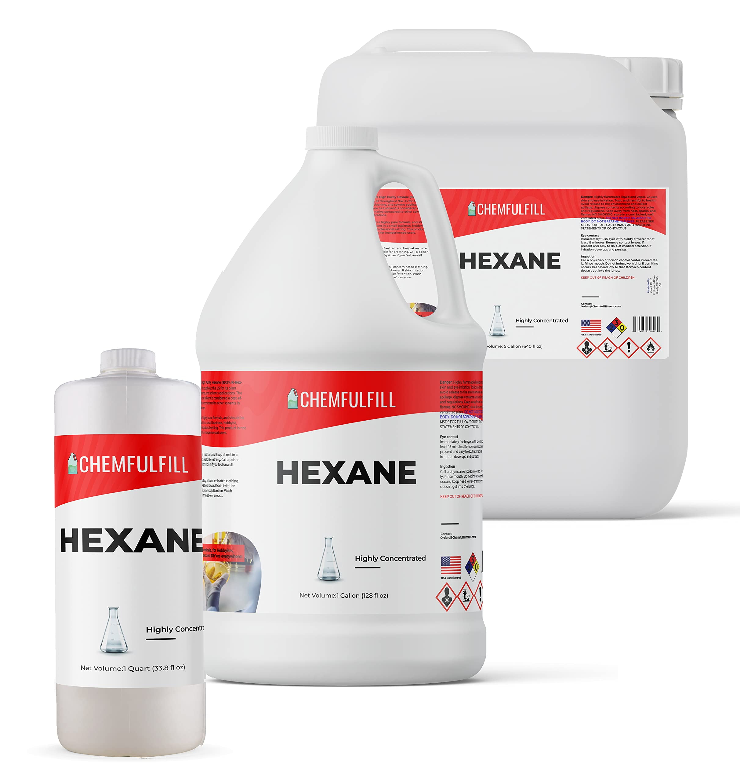 Chemfulfill Hexane - Extremely High Purity (N-Hexane) (5-Gallons (640 ...