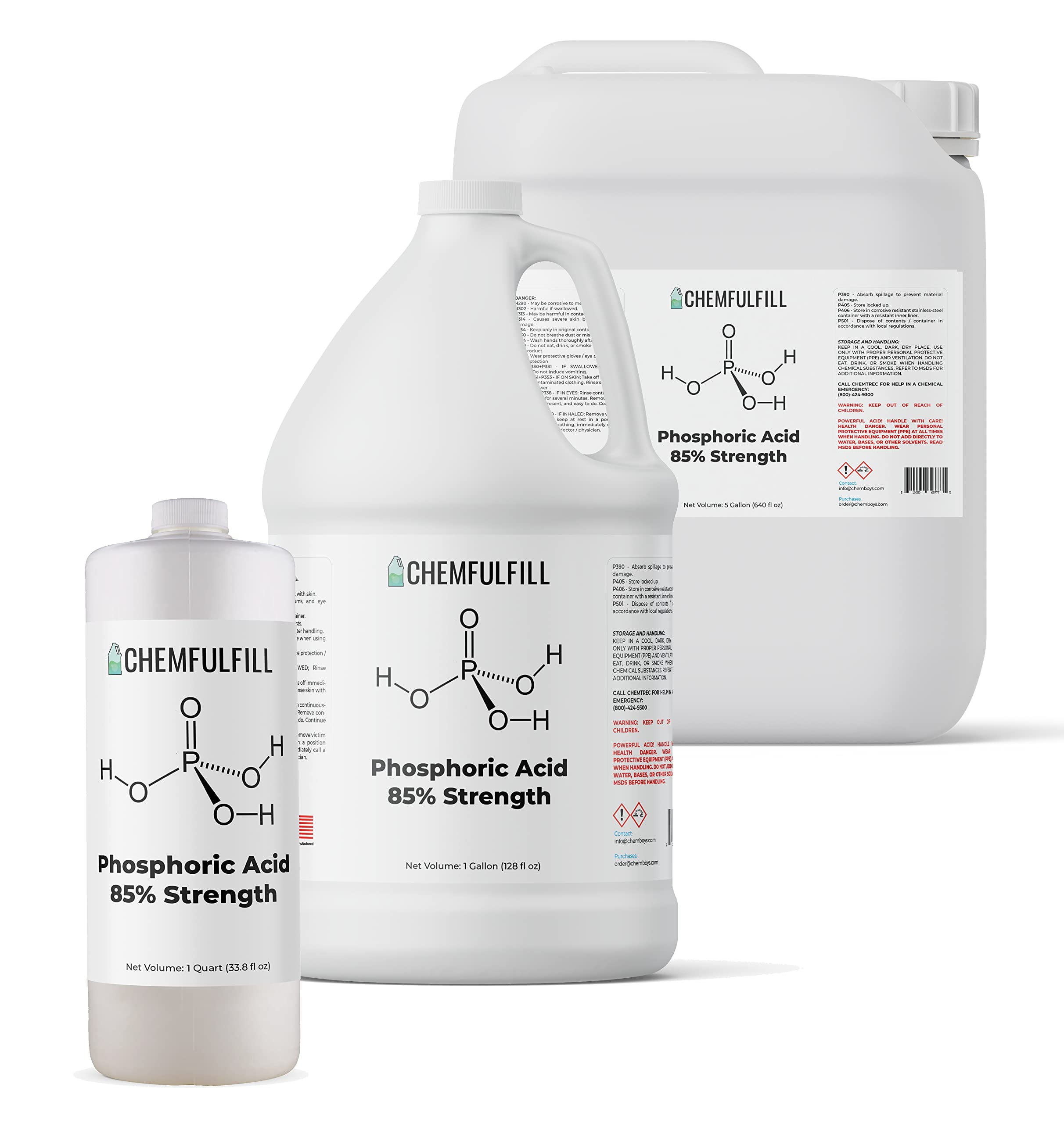 Chemboys Phosphoric Acid 85%, Industrial Grade Liquid, Corrosive ...