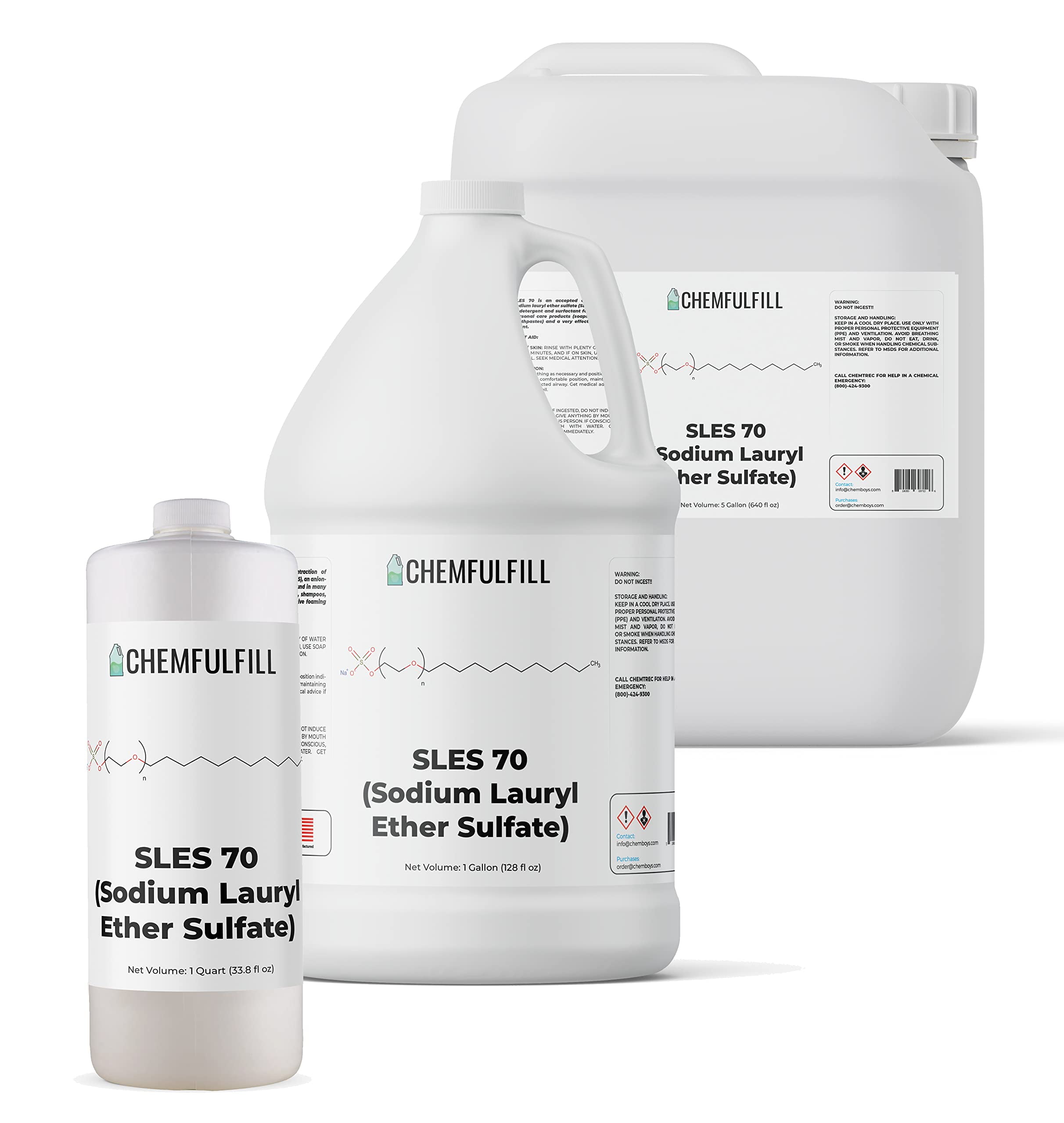 Chemfulfill Sodium Lauryl Ether Sulfate 70% - SLES 70% (SLES70) (Pint (16 fl oz)) - Walmart.com