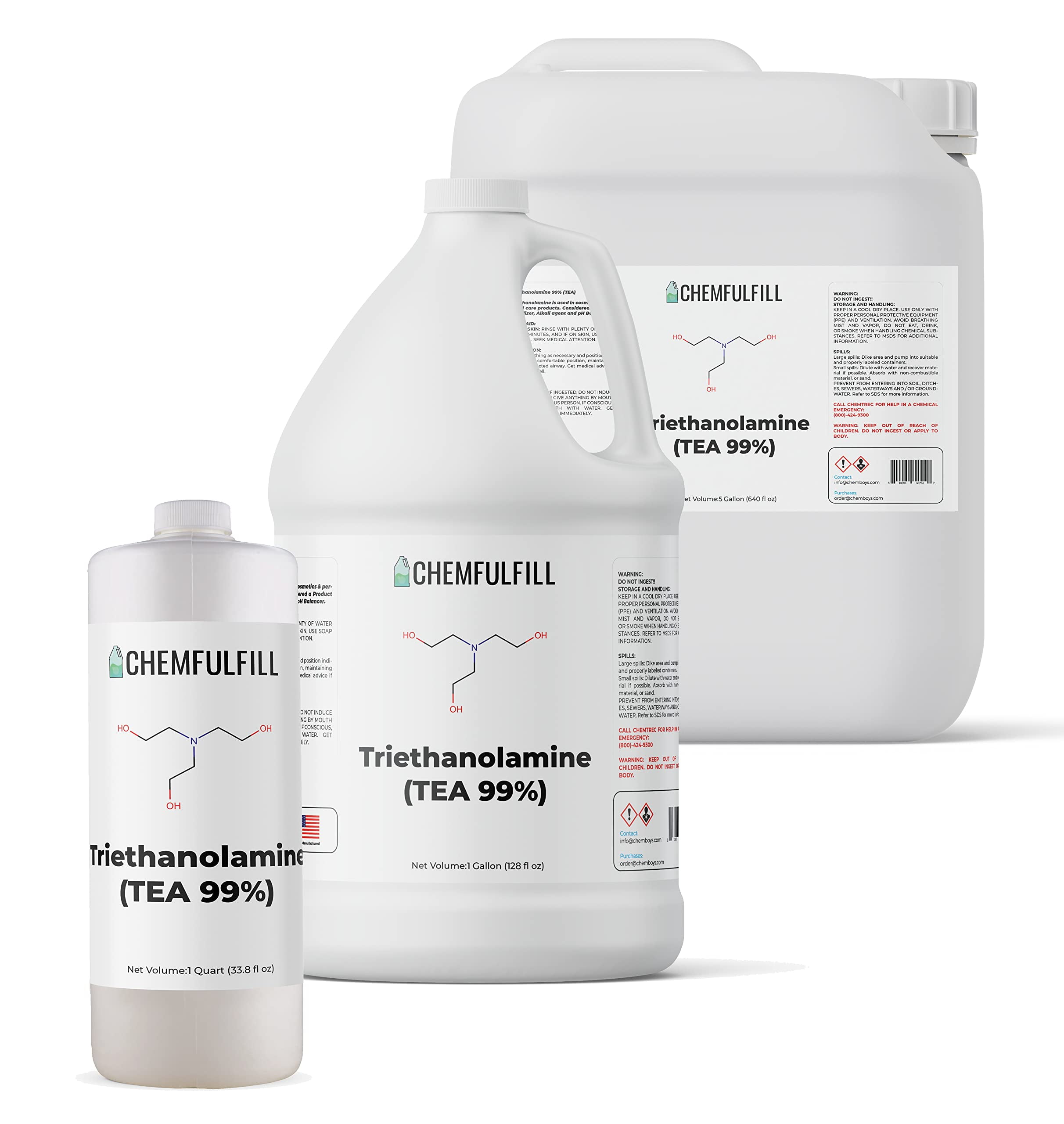 Chemfulfill Triethanolamine Tea 99% (Highly Concentrated) (Quart (33.8 ...