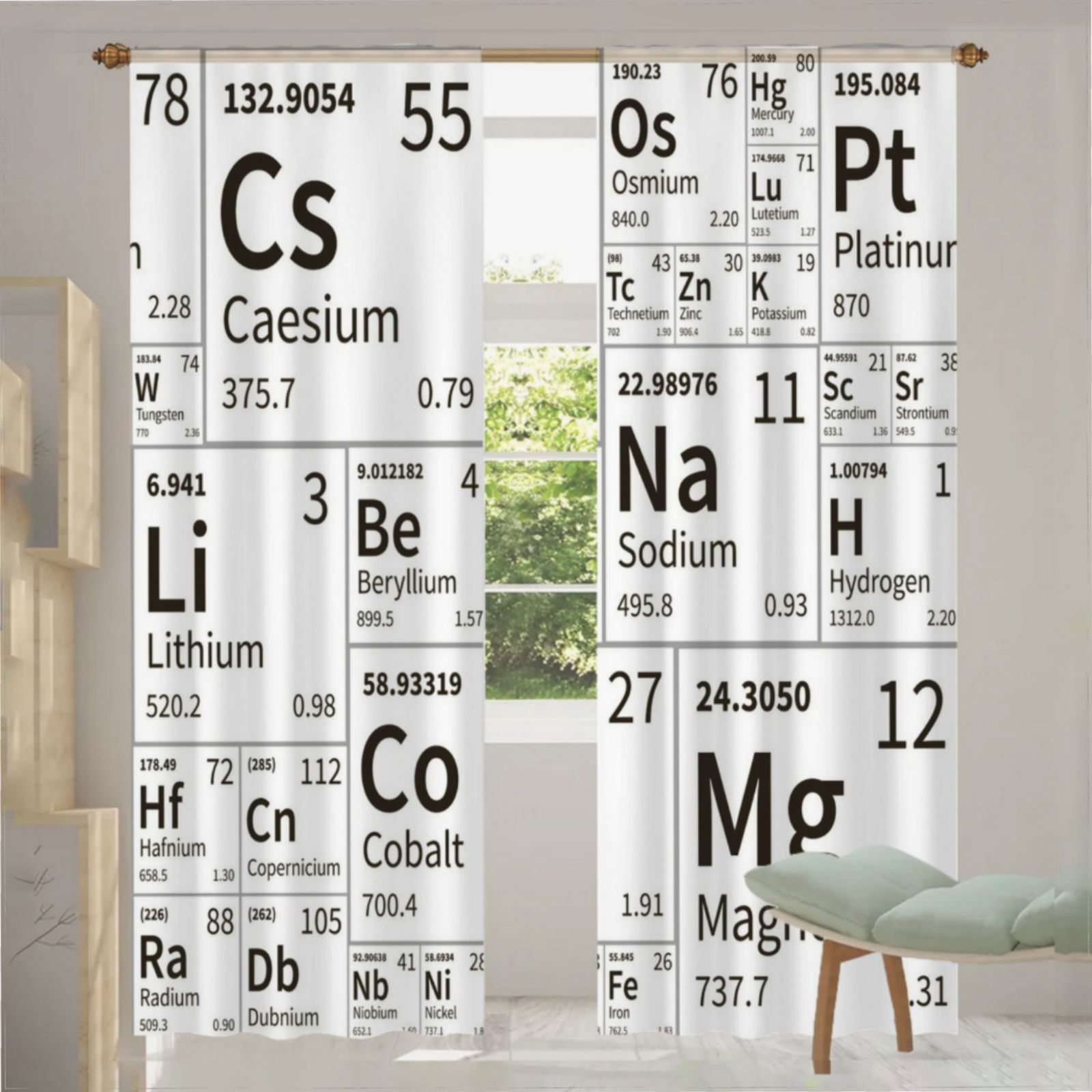 Chemical Elements Window Tulle Curtains for Living Room Kitchen Modern ...