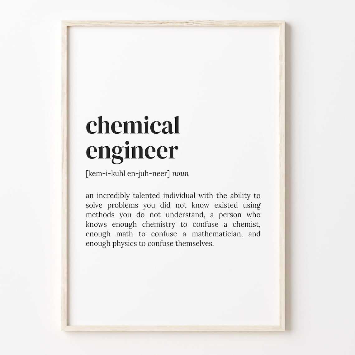 Chemical Engineer Definition Quote Graphic Poster Unframed Paper Print ...