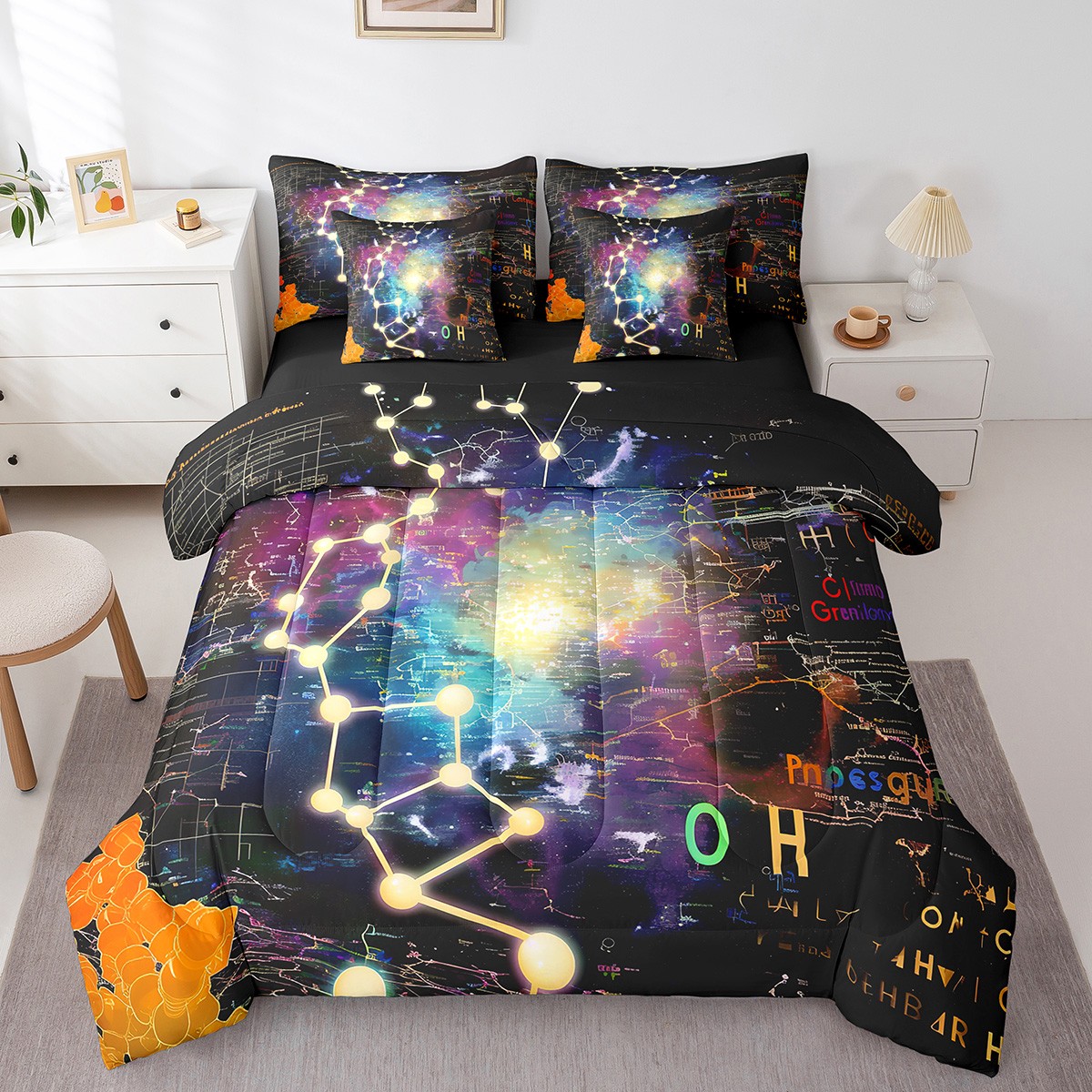 Chemical Equation Bed in a Bag King Size Comforter Set 7 Pieces ...