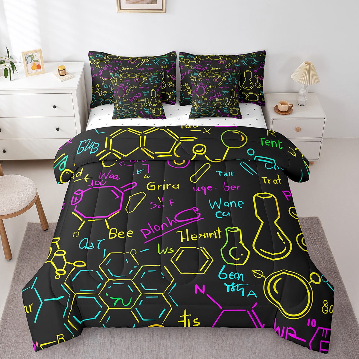 Chemical Equation Queen Comforter Set,Science Students Chemistry 7 ...