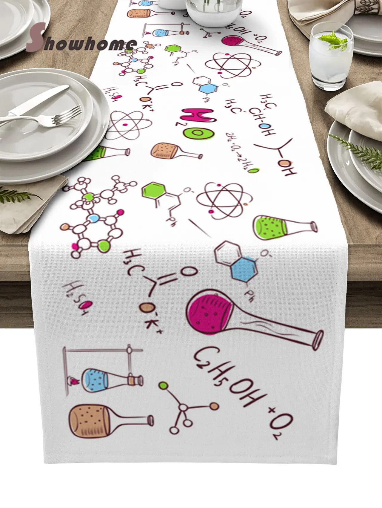 Chemical Formula Illustration Table Runner for Dining Table Wedding ...