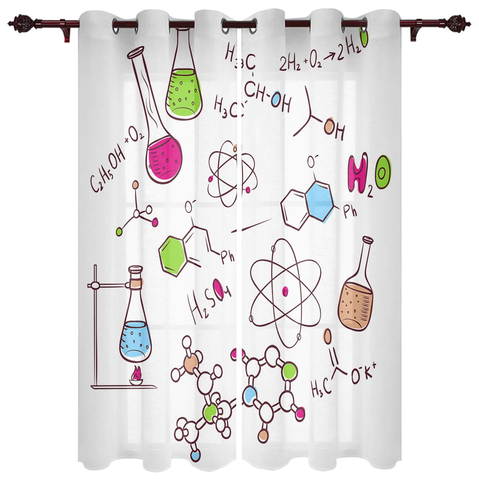 Chemical Formula Illustration Window Curtain Bedroom Living Room Window ...