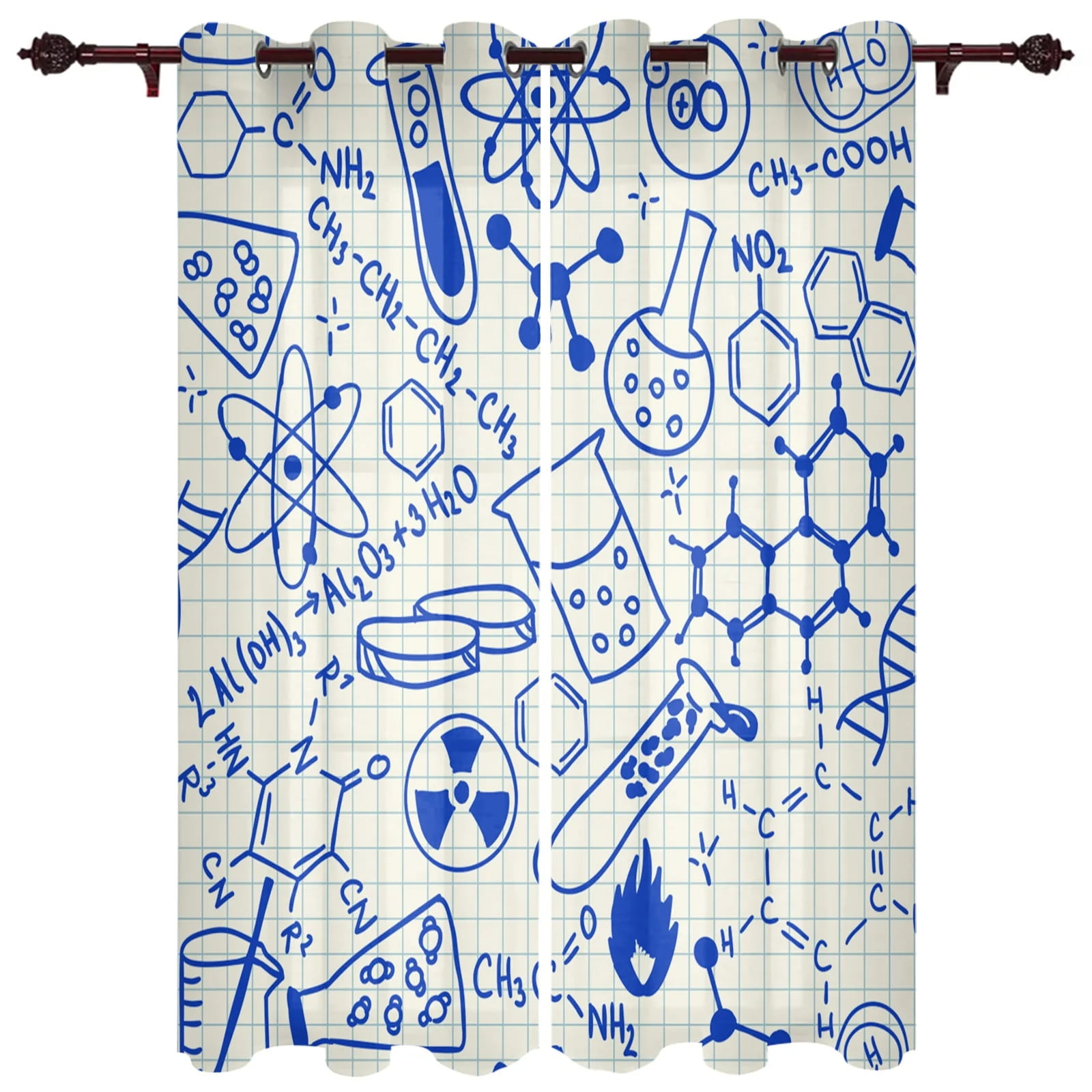 Chemical Formula Illustration Window Curtain Bedroom Living Room Window ...