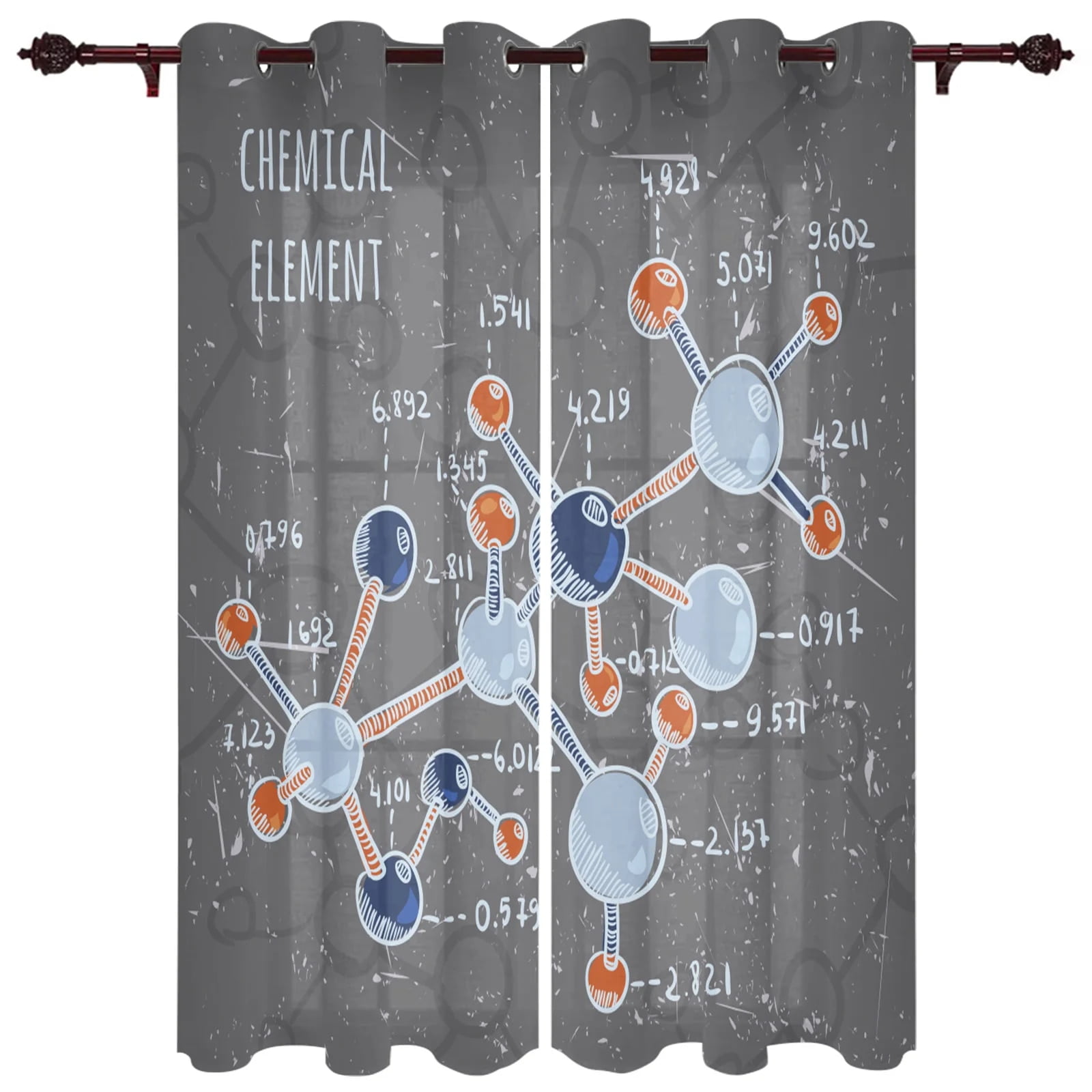 Chemical Formula Illustration Window Curtain Bedroom Living Room Window ...