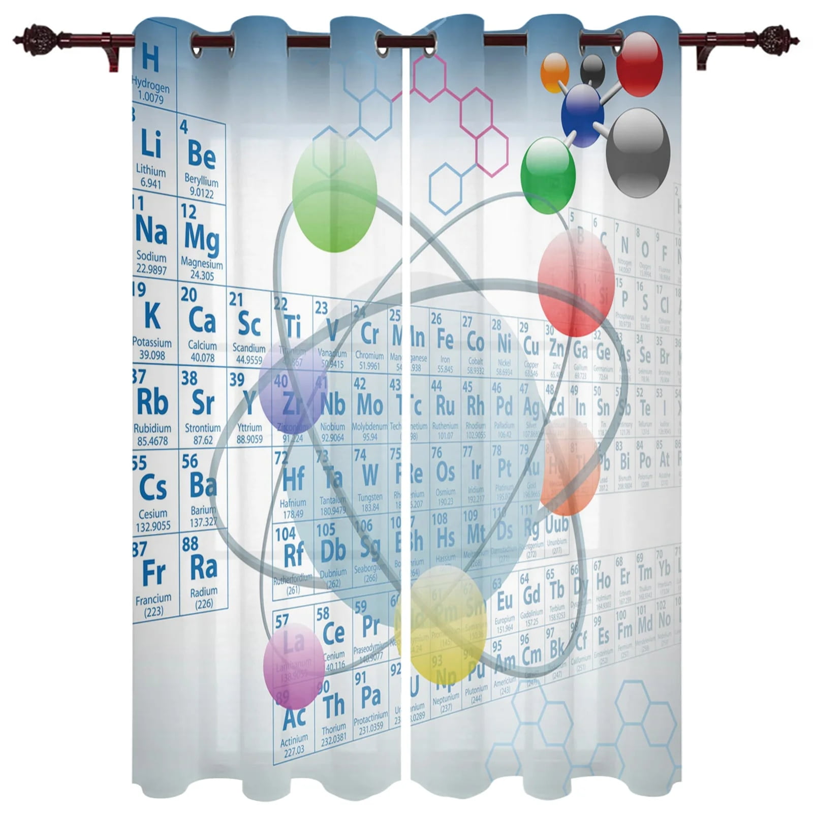 Chemical Formula Illustration Window Curtain Bedroom Living Room Window ...