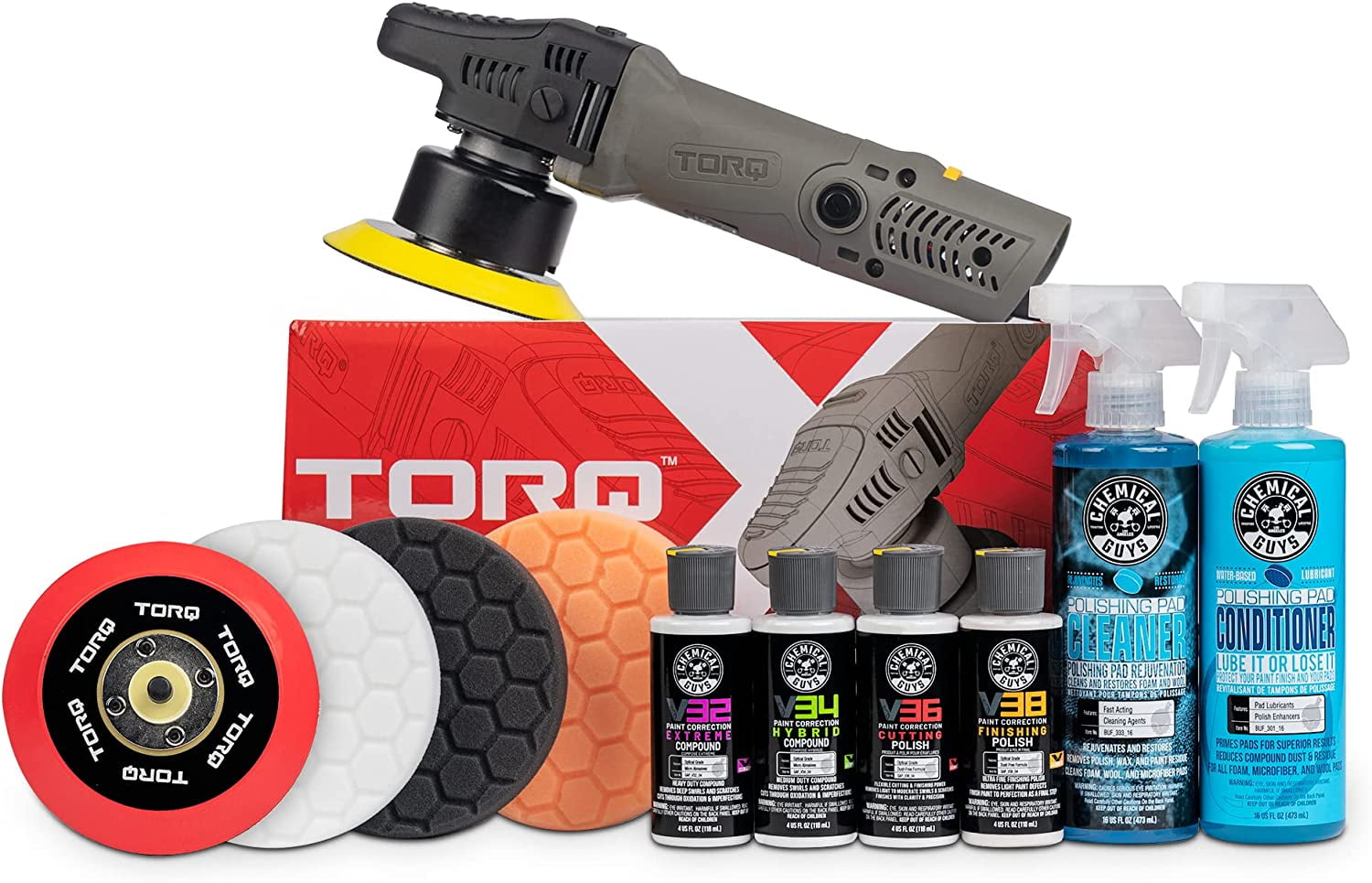 Chemical Guys BUF_503XMAX TORQX Random Orbital Polisher, Pads, Pad ...