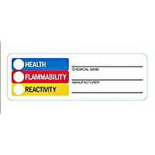 "HMIS 4-Color Chemical Hazard Labels, 3""x1"" Vinyl, Pack of 500 ...