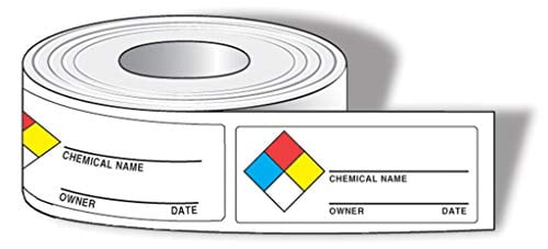 Chemical Identifier Label, 500 Labels, Yellow, Diamond Shape, Safety ...