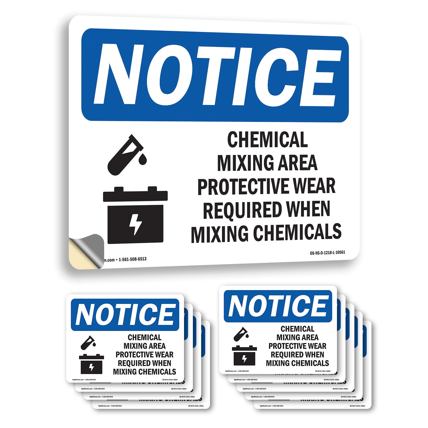 Chemical Mixing Area Protective With Symbol OSHA Notice Vinyl Decal ...