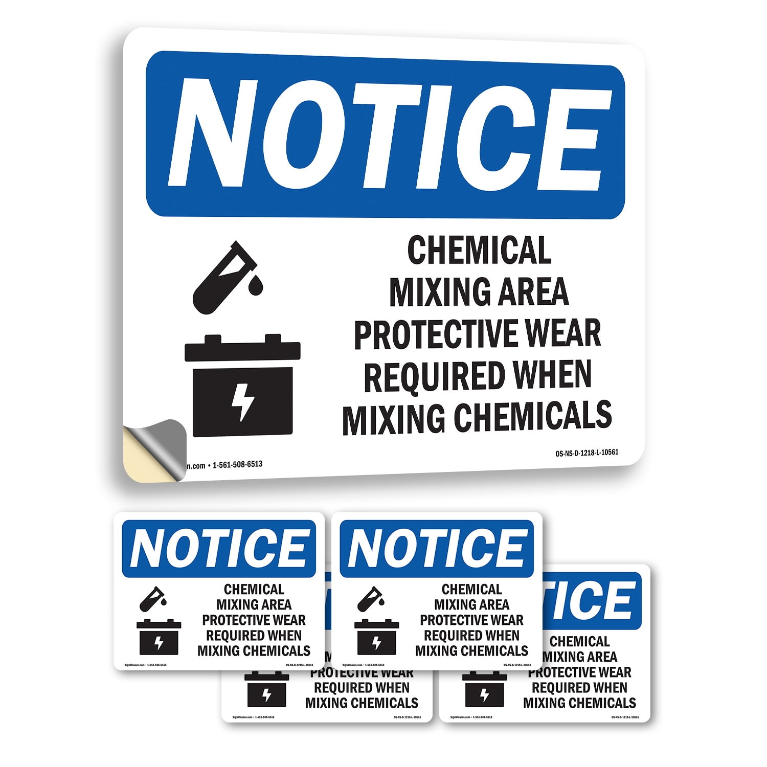 Chemical Mixing Area Protective With Symbol OSHA Notice Vinyl Decal ...