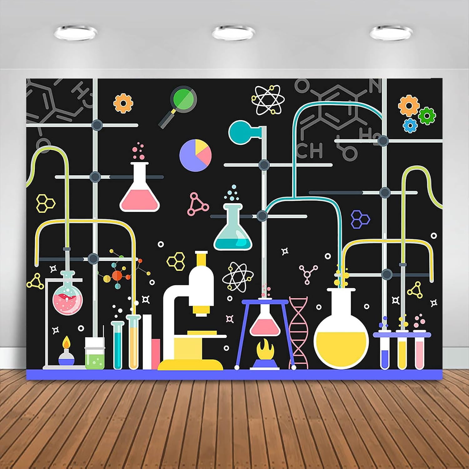 Chemical Science Birthday Party Backdrop Chemical Experiments Science ...