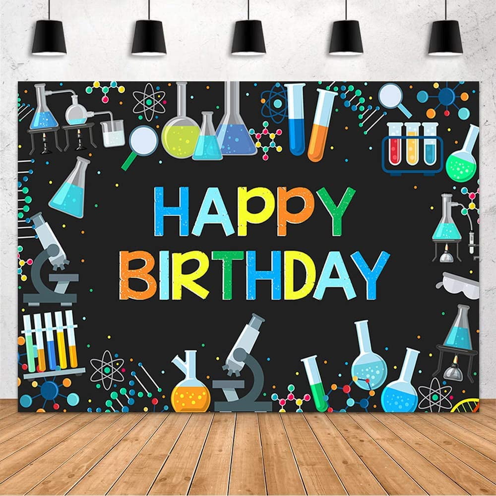 Chemical Science Birthday Theme Backdrop Mad Science Happy Birthday ...