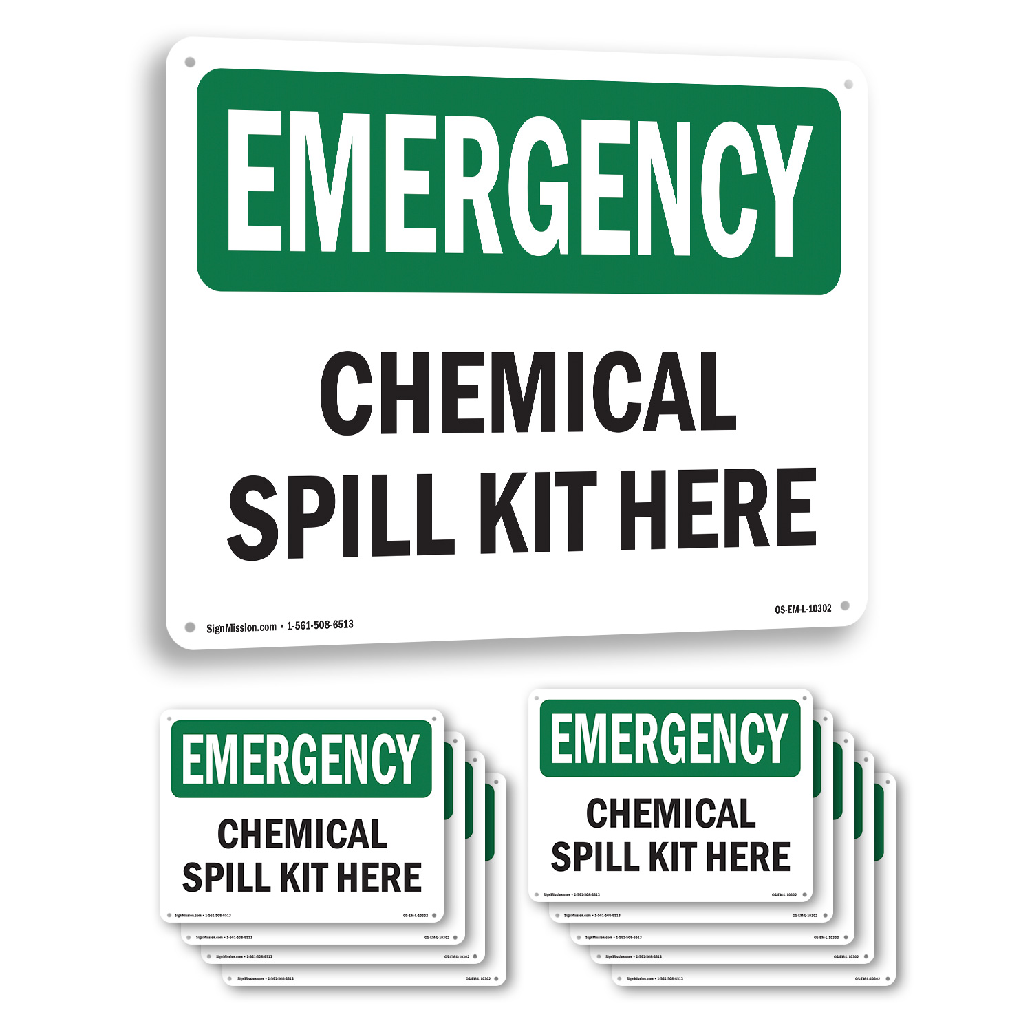 Chemical Spill Kit Here OSHA Emergency Aluminum Sign 24 Inch x 18 Inch ...