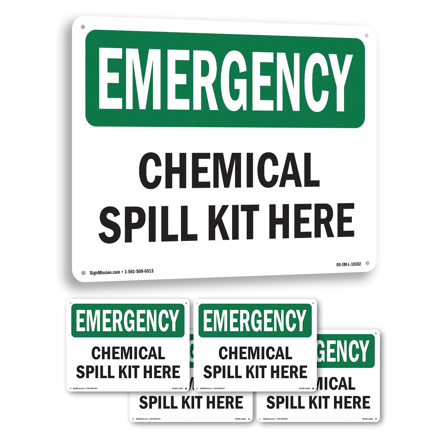 Chemical Spill Kit Here OSHA Emergency Rigid Plastic Sign 10 Inch x 7 ...