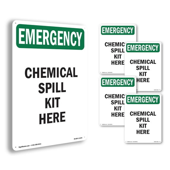 Chemical Spill Kit Here OSHA Emergency Rigid Plastic Sign 10 Inch x 7 ...