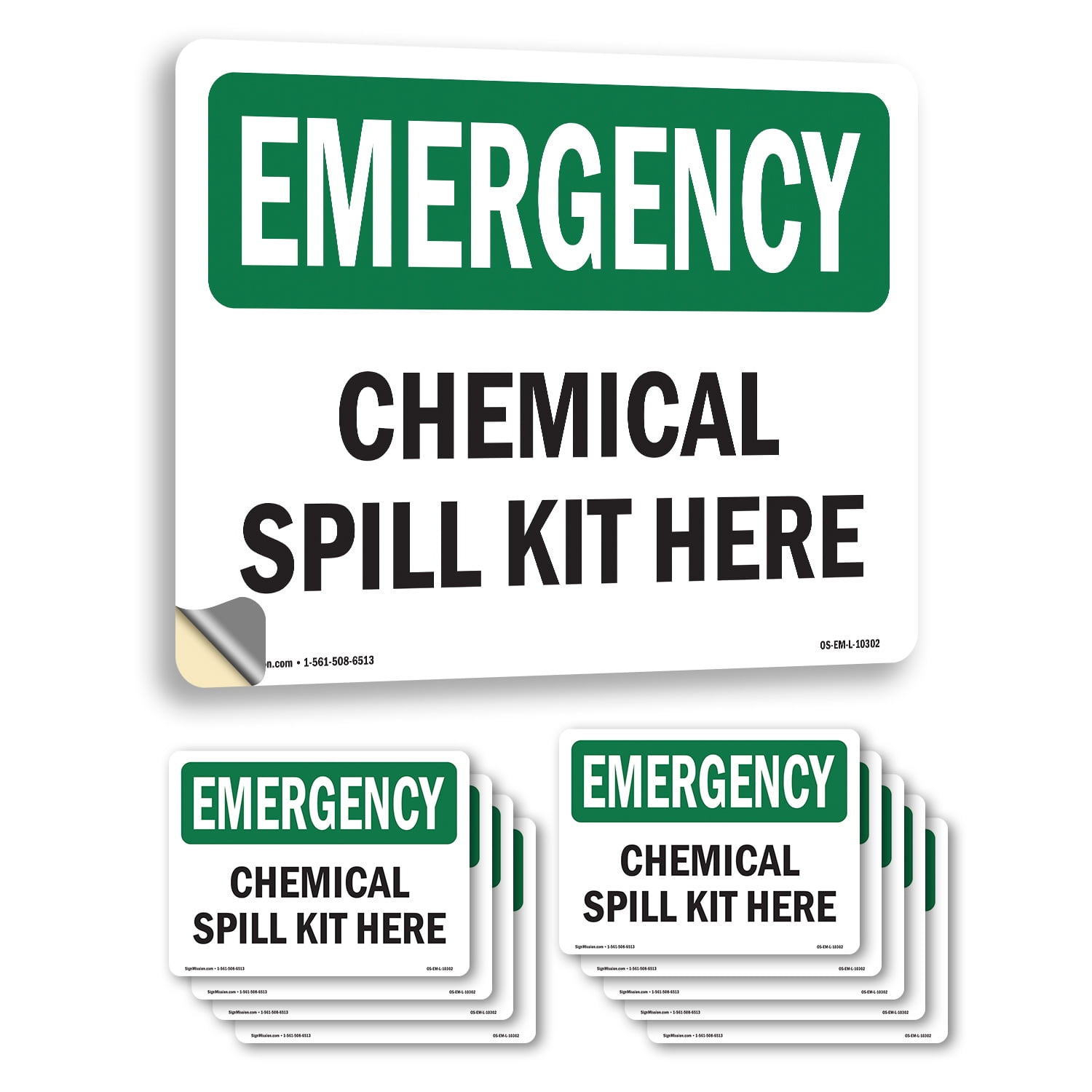 Chemical Spill Kit Here OSHA Emergency Vinyl Decal Label 18 Inch x 12 ...