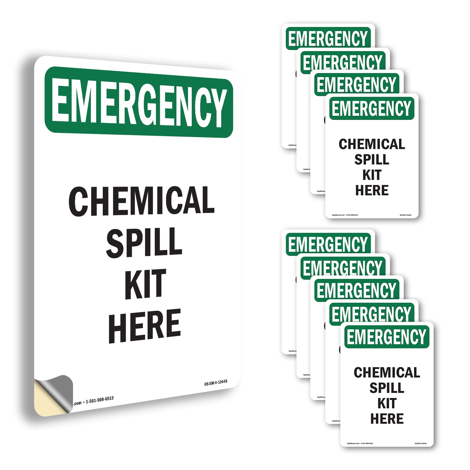 Chemical Spill Kit Here OSHA Emergency Vinyl Decal Label 18 Inch x 12 ...
