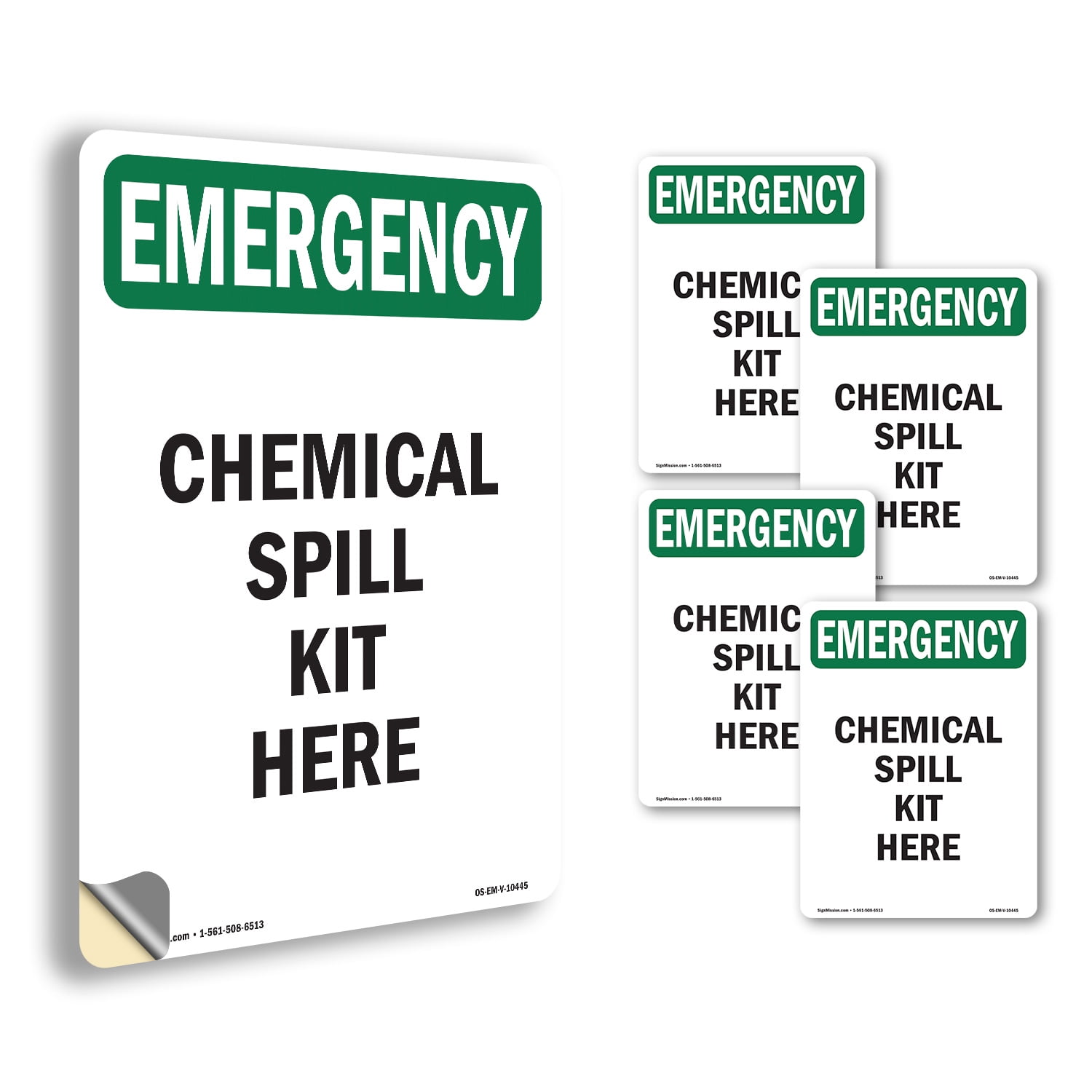 Chemical Spill Kit Here OSHA Emergency Vinyl Decal Label 18 Inch x 12 ...