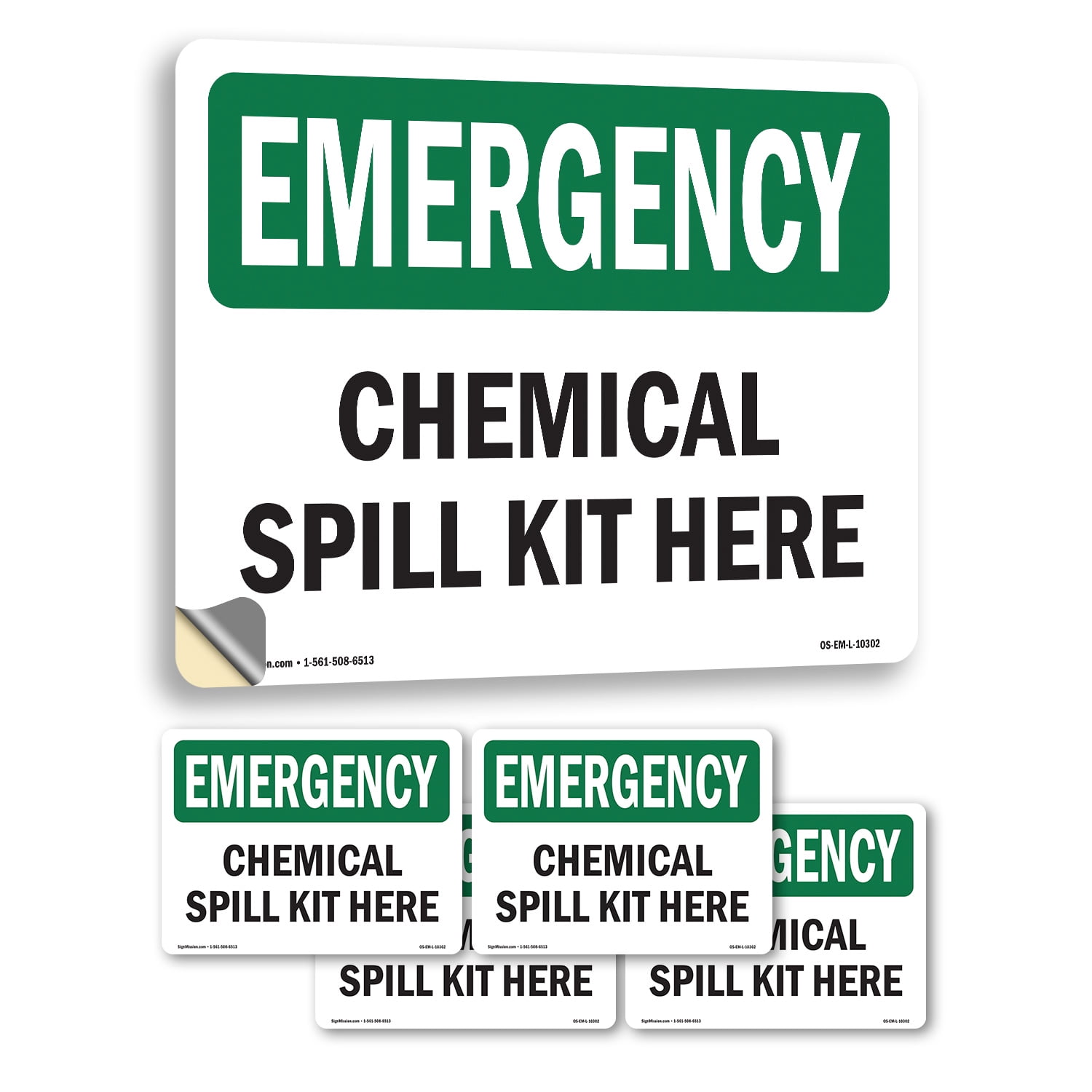 Chemical Spill Kit Here OSHA Emergency Vinyl Decal Label 5 Inch x 3.5 ...