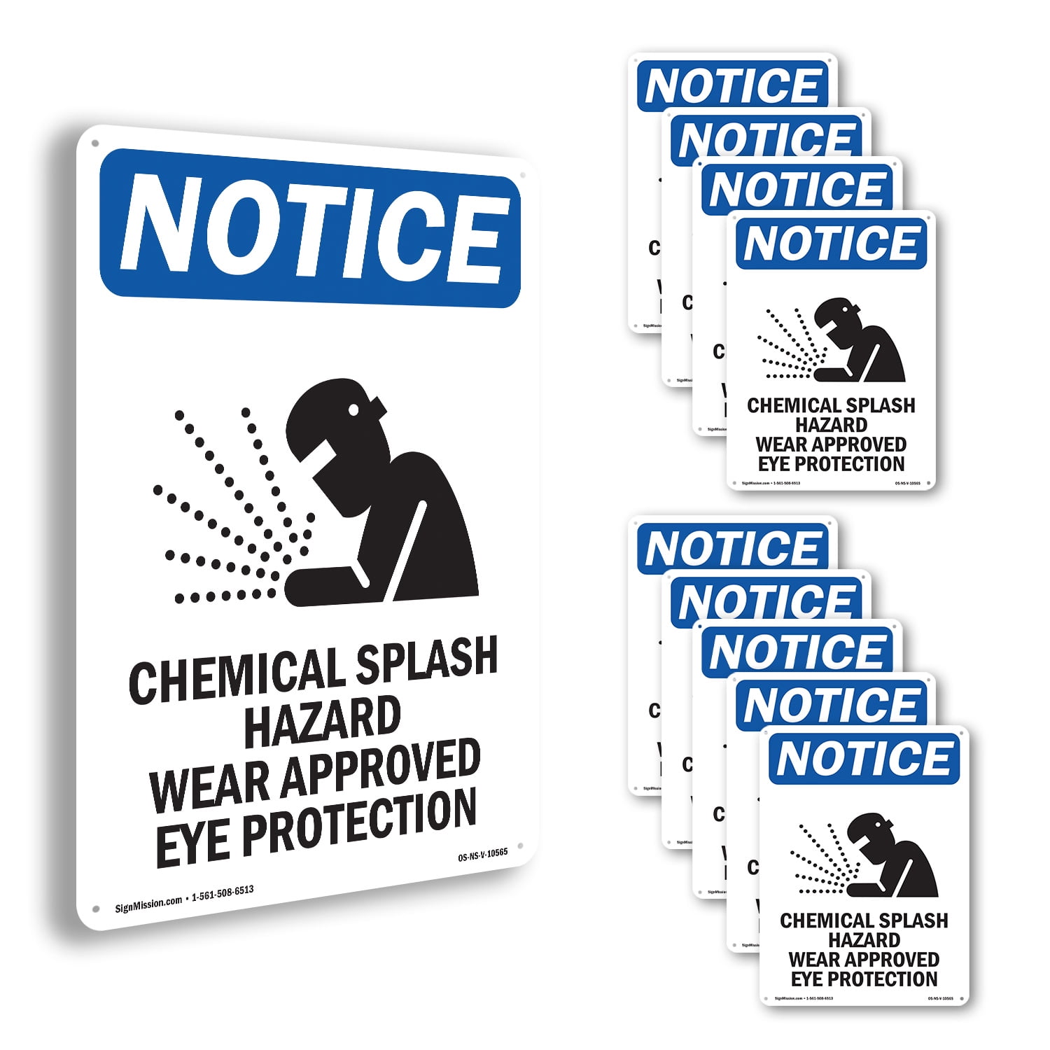 Chemical Splash Hazard OSHA Notice Rigid Plastic Sign 14 Inch x 10 Inch ...