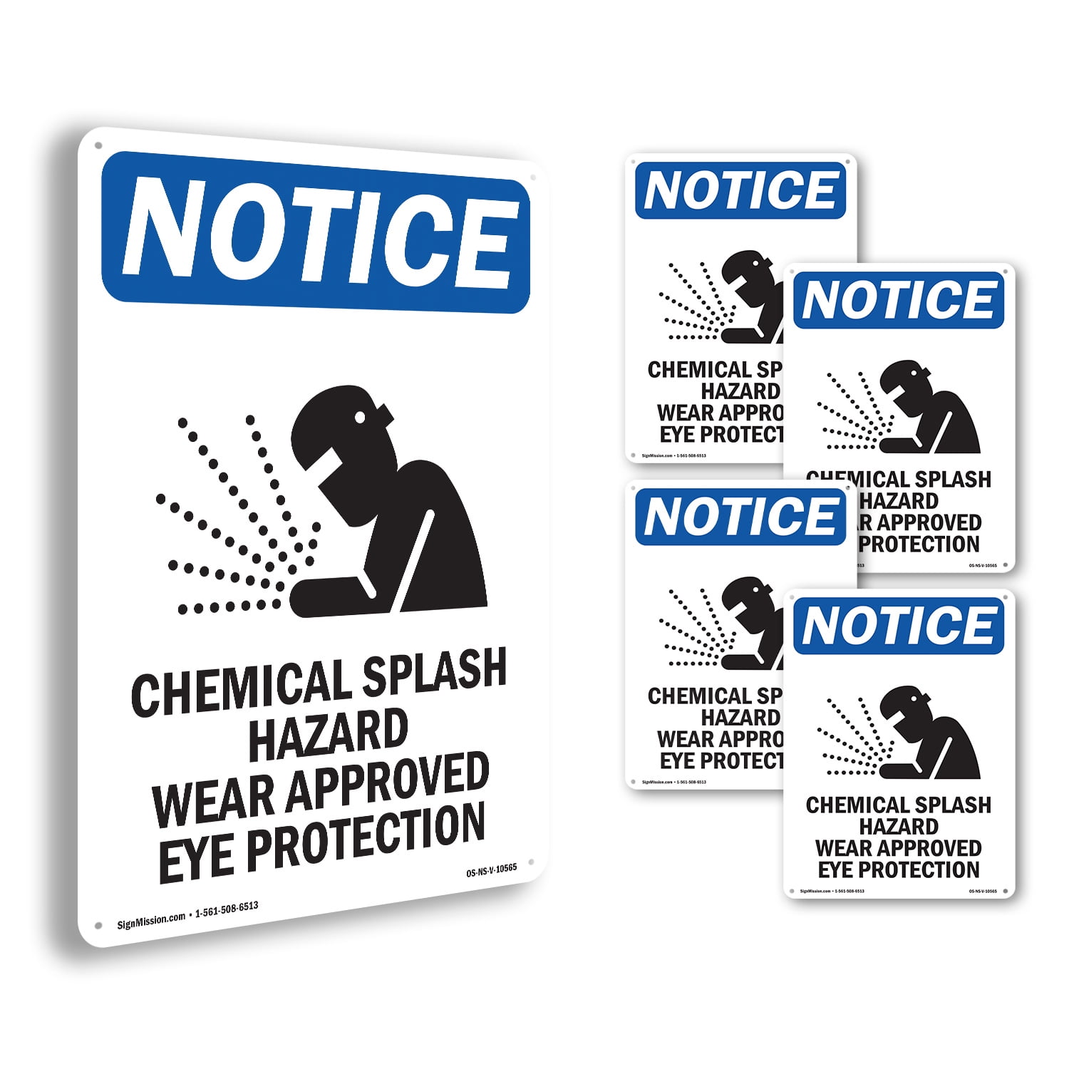 Chemical Splash Hazard OSHA Notice Rigid Plastic Sign 14 Inch x 10 Inch ...