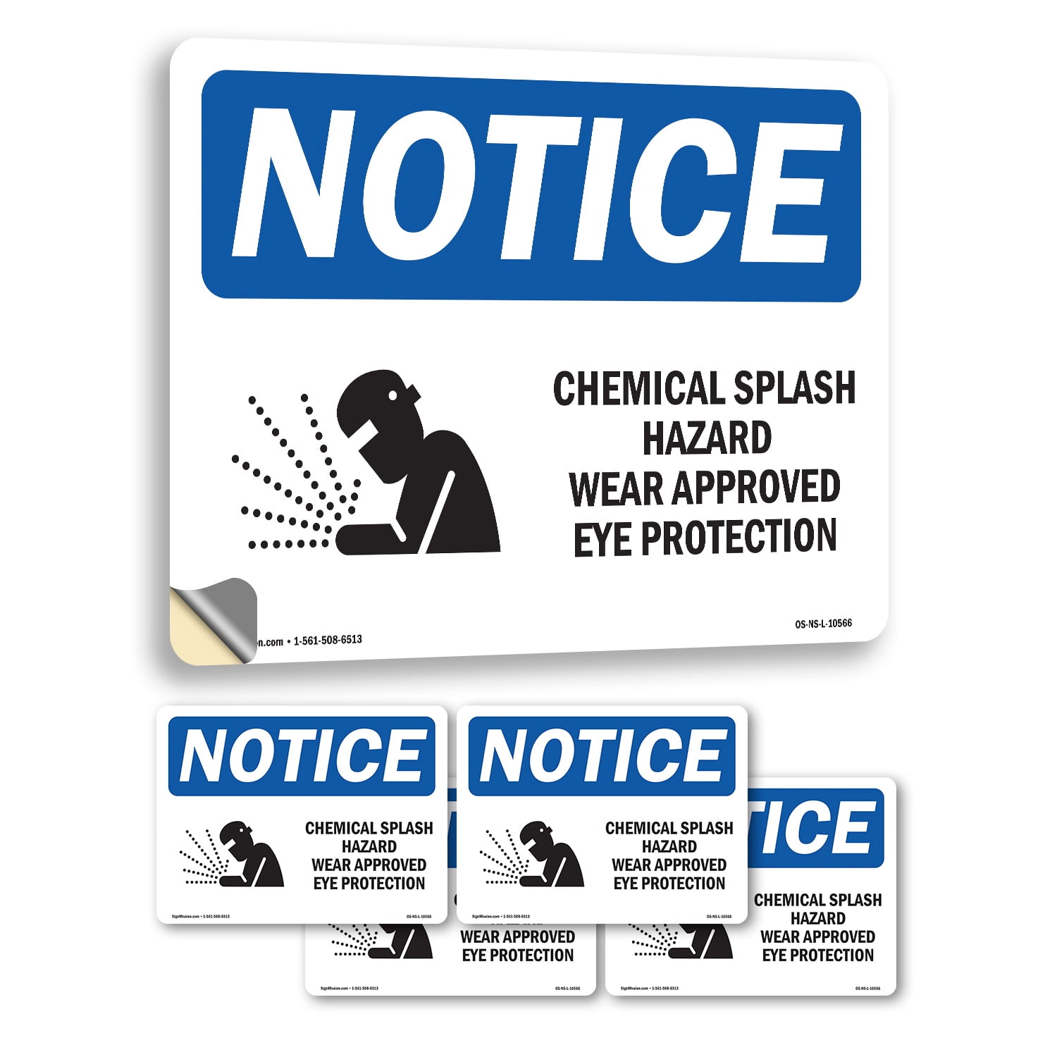 Chemical Splash Hazard Wear With Symbol OSHA Notice Vinyl Decal Label ...