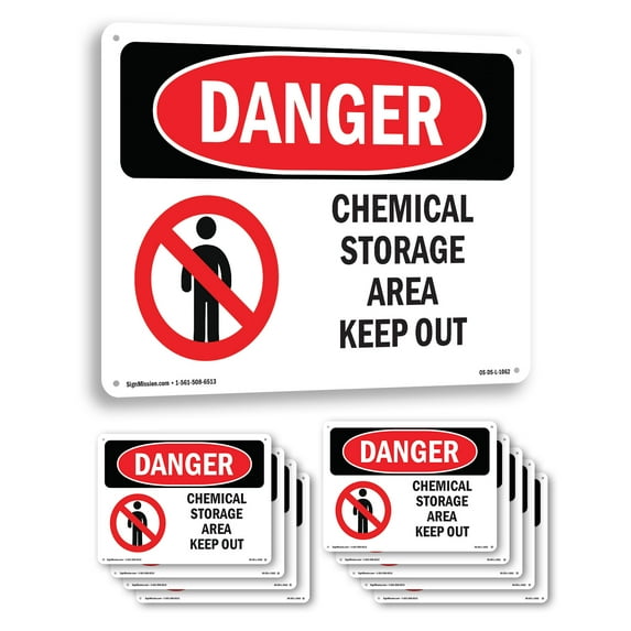 Chemical Storage Area Keep Out OSHA Danger Rigid Plastic Sign 18 Inch x ...