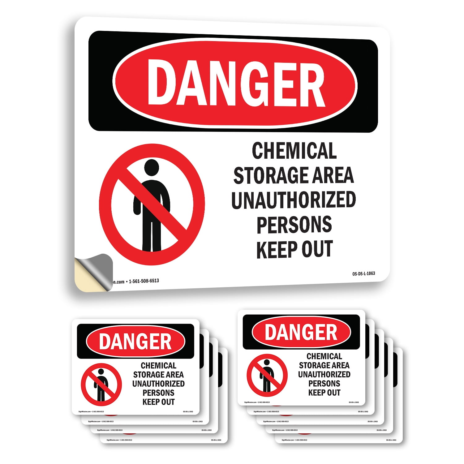 Chemical Storage Area Keep Out OSHA Danger Vinyl Decal Label 5 Inch x 3 ...