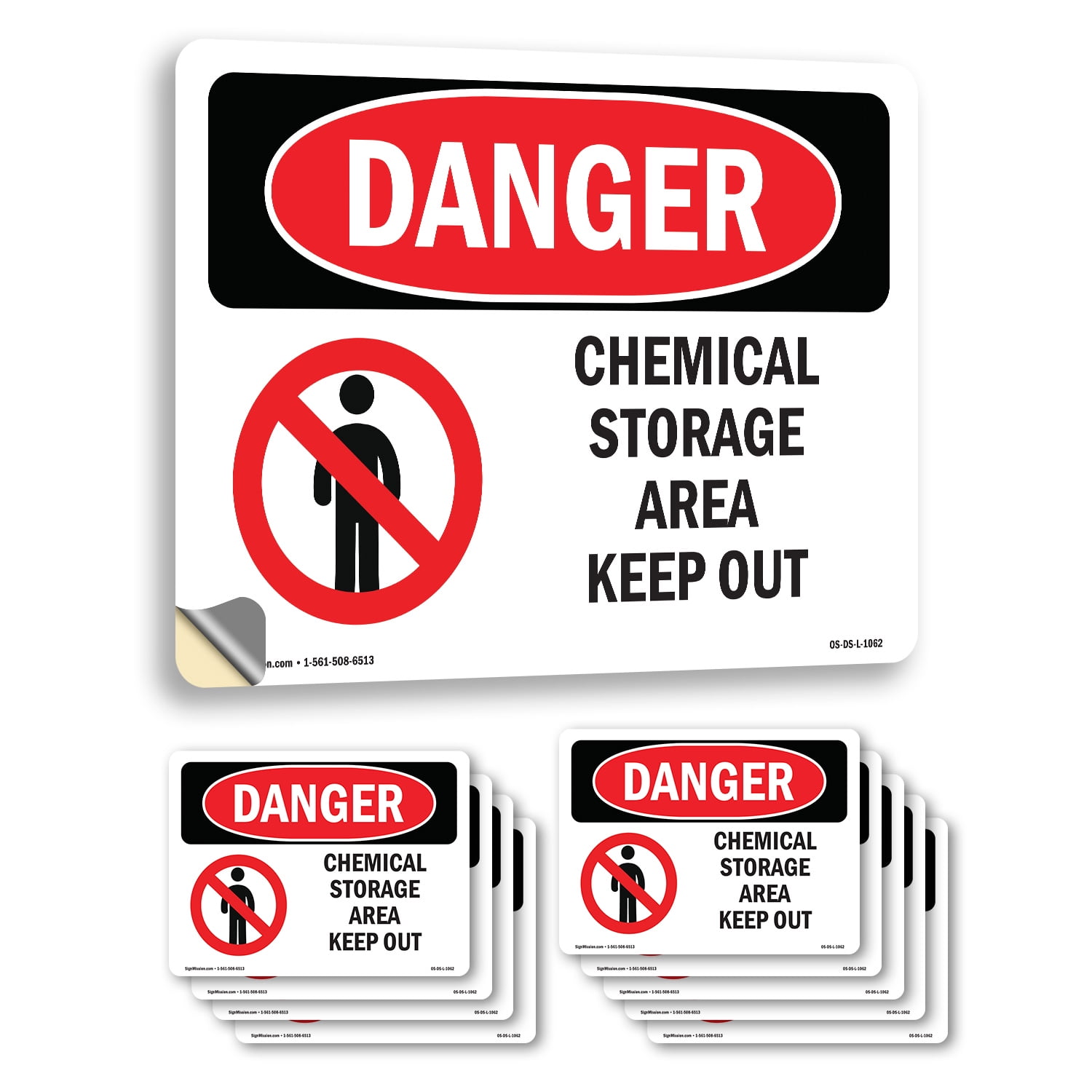 Chemical Storage Area Keep Out OSHA Danger Vinyl Decal Label 7 Inch x 5 ...