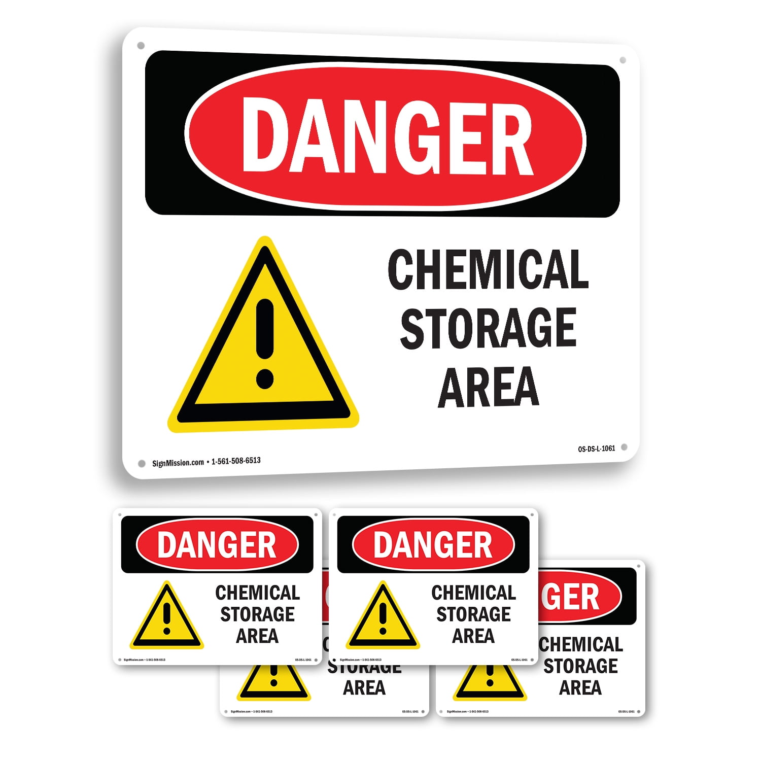 Chemical Storage Area OSHA Danger Rigid Plastic Sign 10 Inch x 7 Inch ...