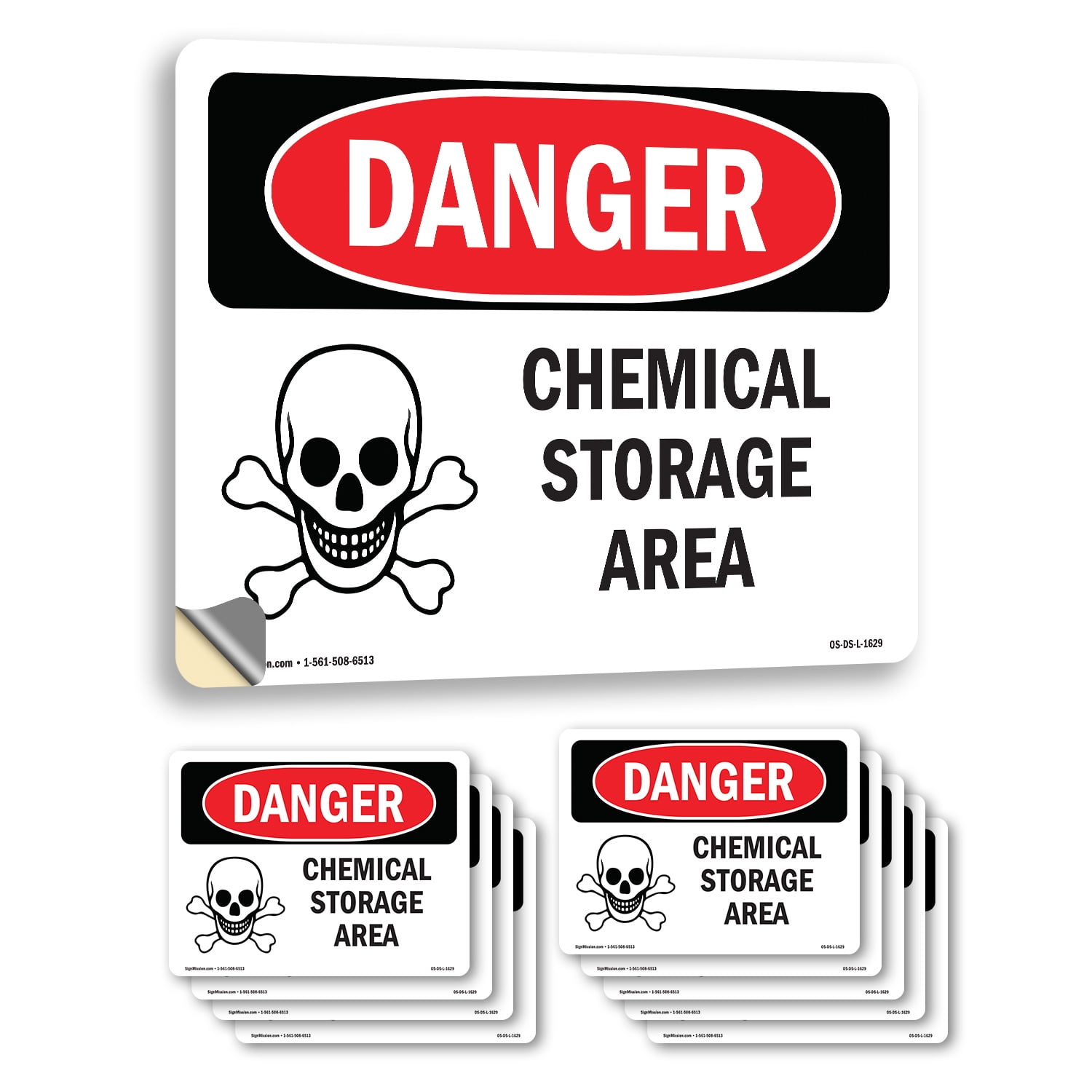 Chemical Storage Area OSHA Danger Vinyl Decal Label 10 Inch x 7 Inch ...