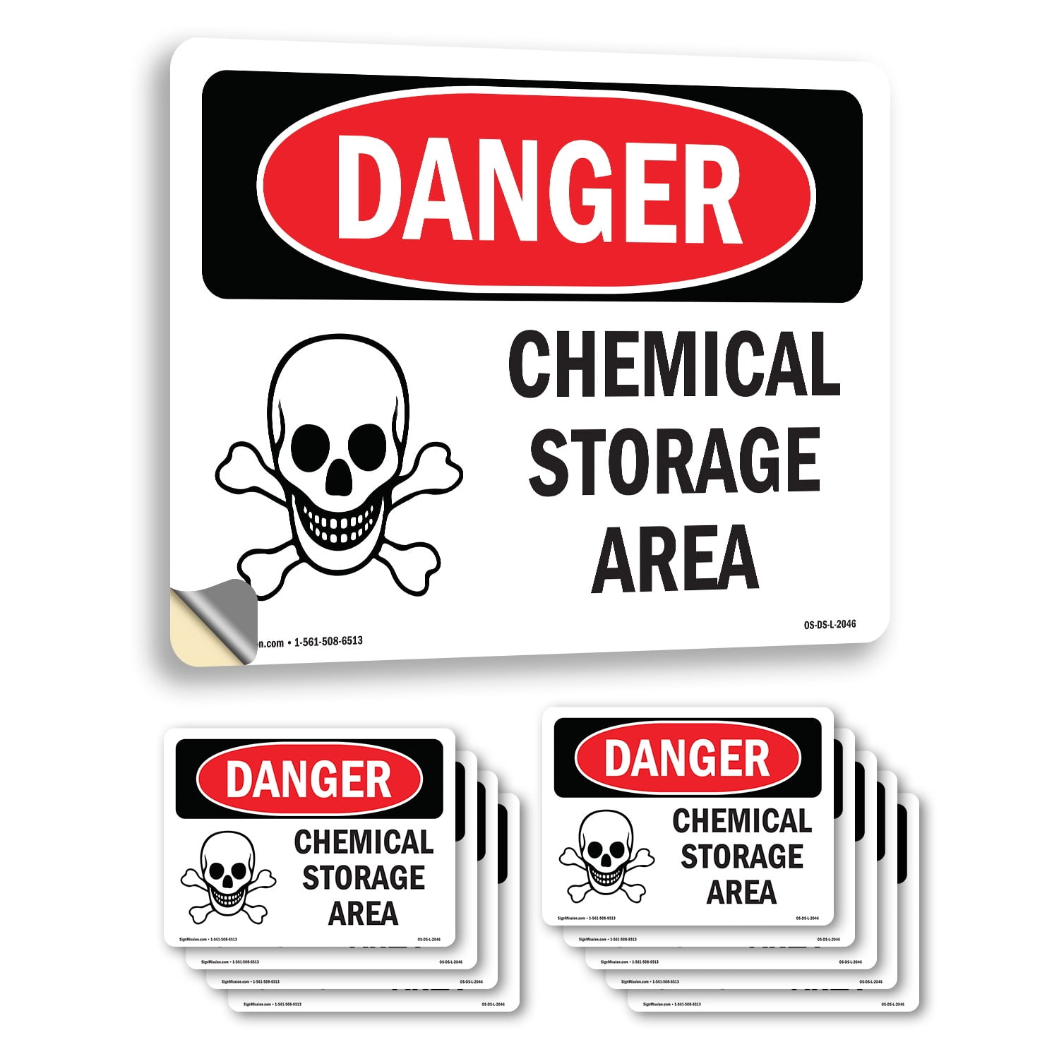 Chemical Storage Area OSHA Danger Vinyl Decal Label 24 Inch x 18 Inch ...