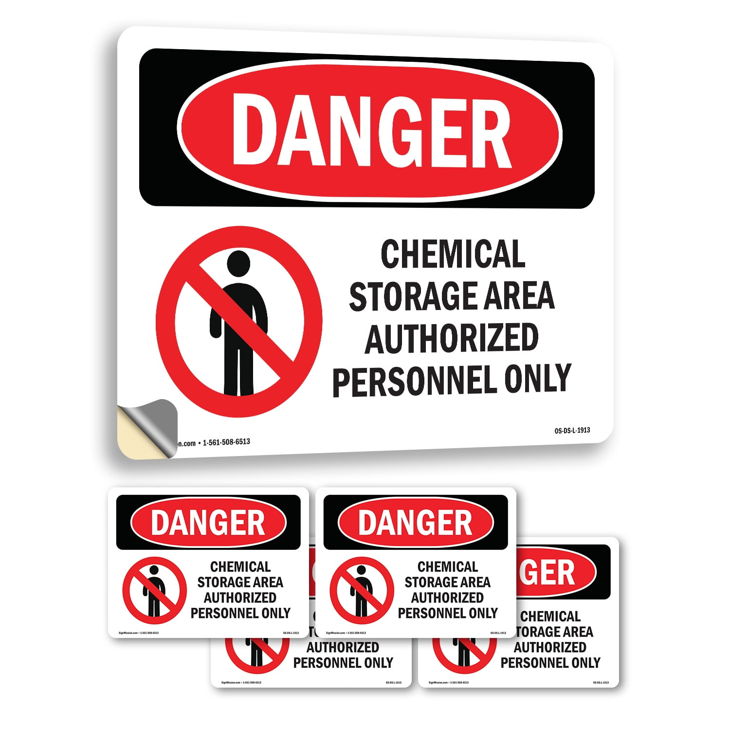 Chemical Storage Area OSHA Danger Vinyl Decal Label 7 Inch x 5 Inch - 5 ...