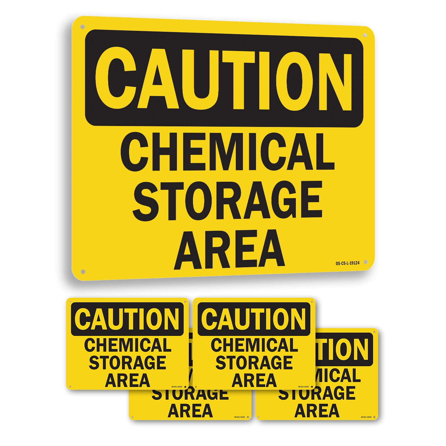 Chemical Storage OSHA Caution Aluminum Sign 18 Inch x 12 Inch - 5 Pack ...