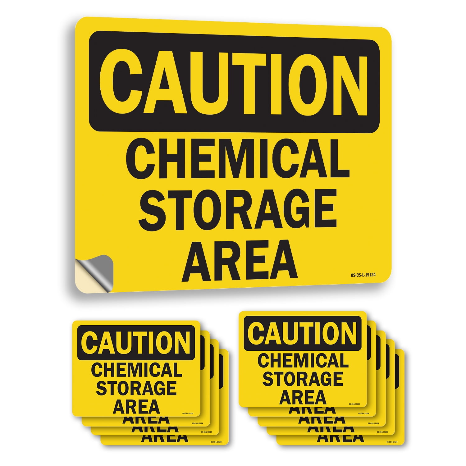 Chemical Storage OSHA Caution Vinyl Decal Label 18 Inch x 12 Inch - 10 ...
