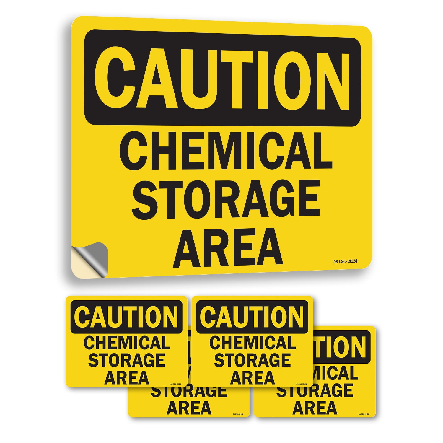 Chemical Storage OSHA Caution Vinyl Decal Label 18 Inch x 12 Inch - 5 ...