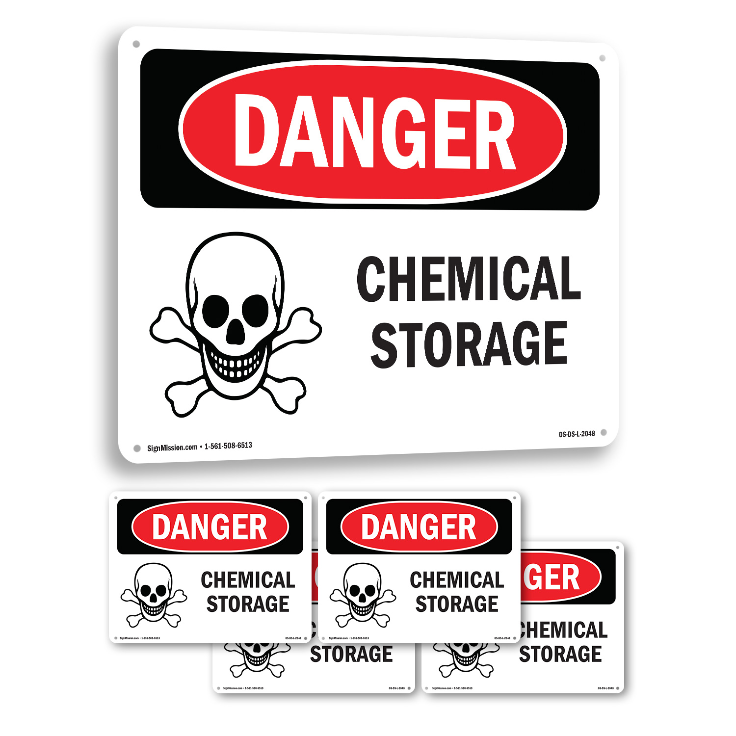 Chemical Storage OSHA Danger Aluminum Sign 18 Inch x 12 Inch - 5 Pack ...